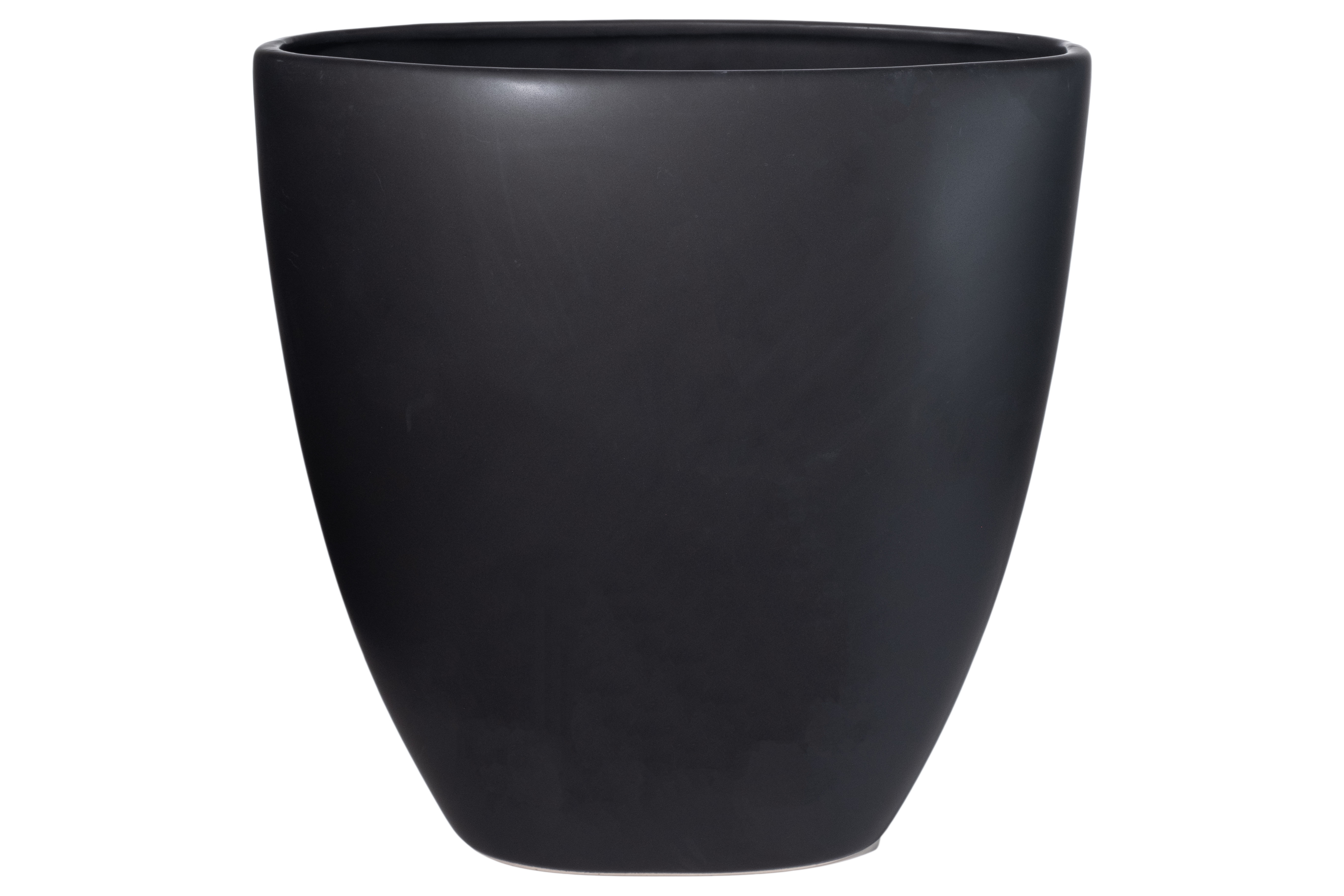 Wrought Studio™ Ceramic Oval Pot Matte Finish Black | Wayfair