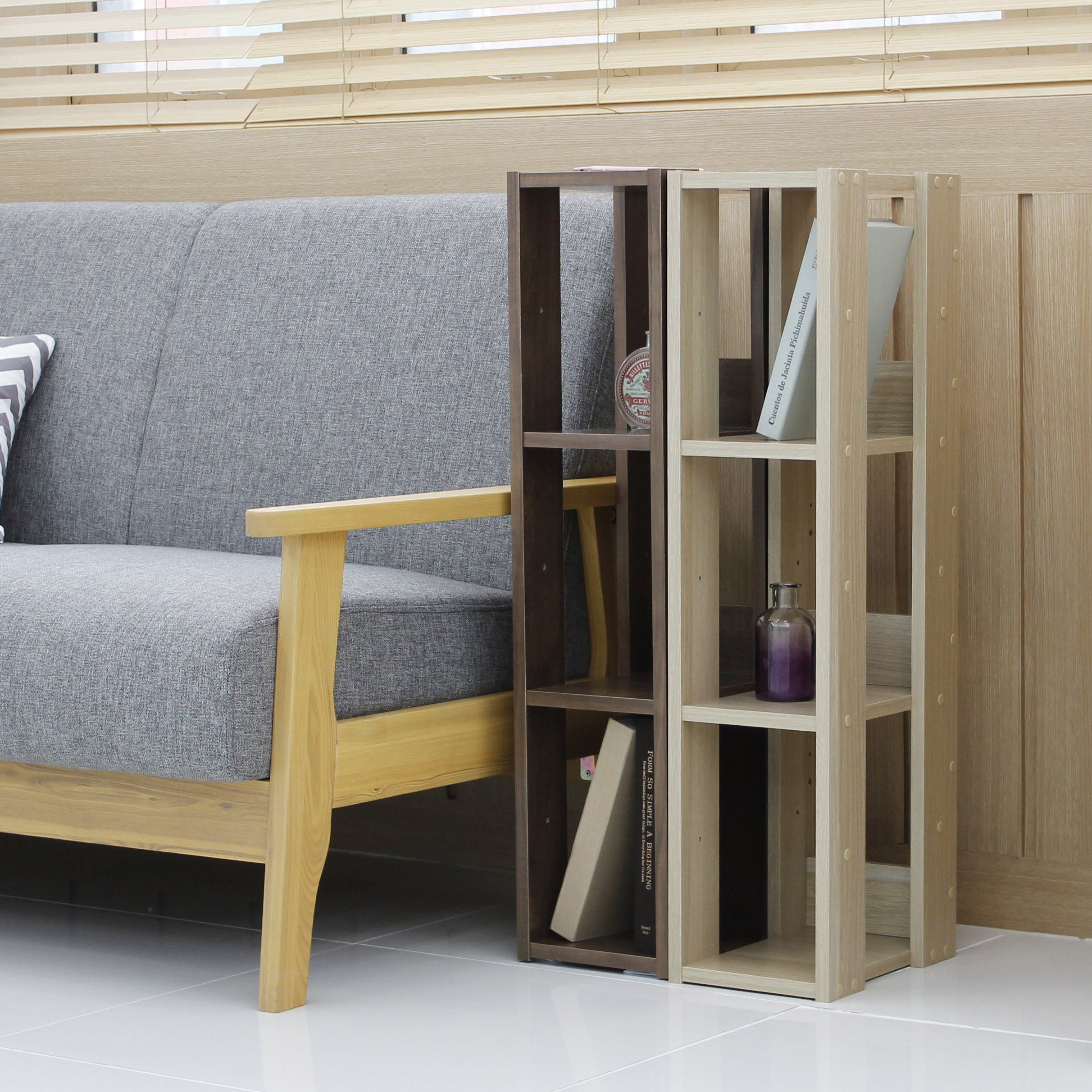 Ophelia & Co. 3-Tier 8" Slim Open Wooden Bookshelf With Adjustable ...