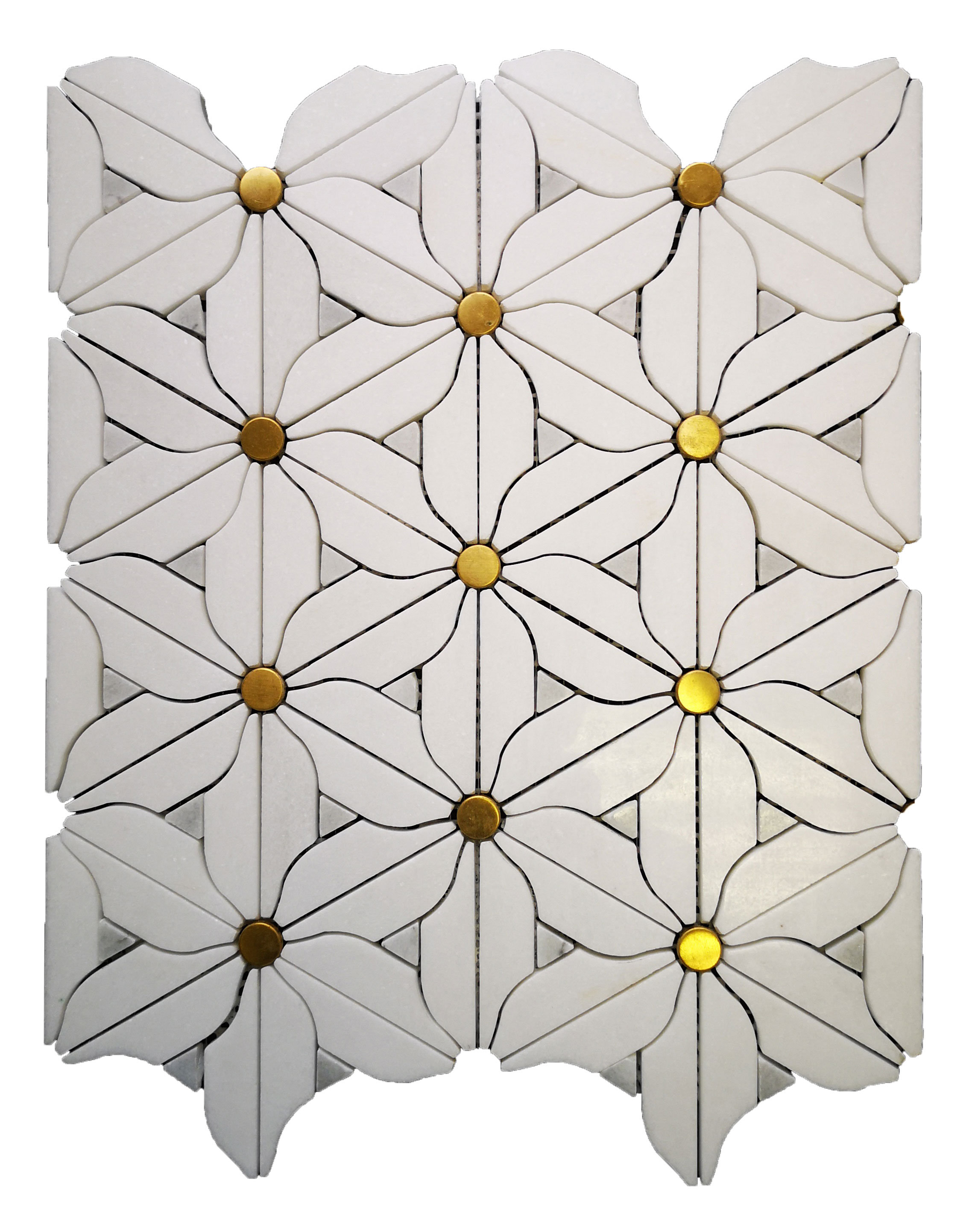 Mango Tile 12" x 14" Artistic Golden Flower Mosaic Wall & Floor Tile (5 ...