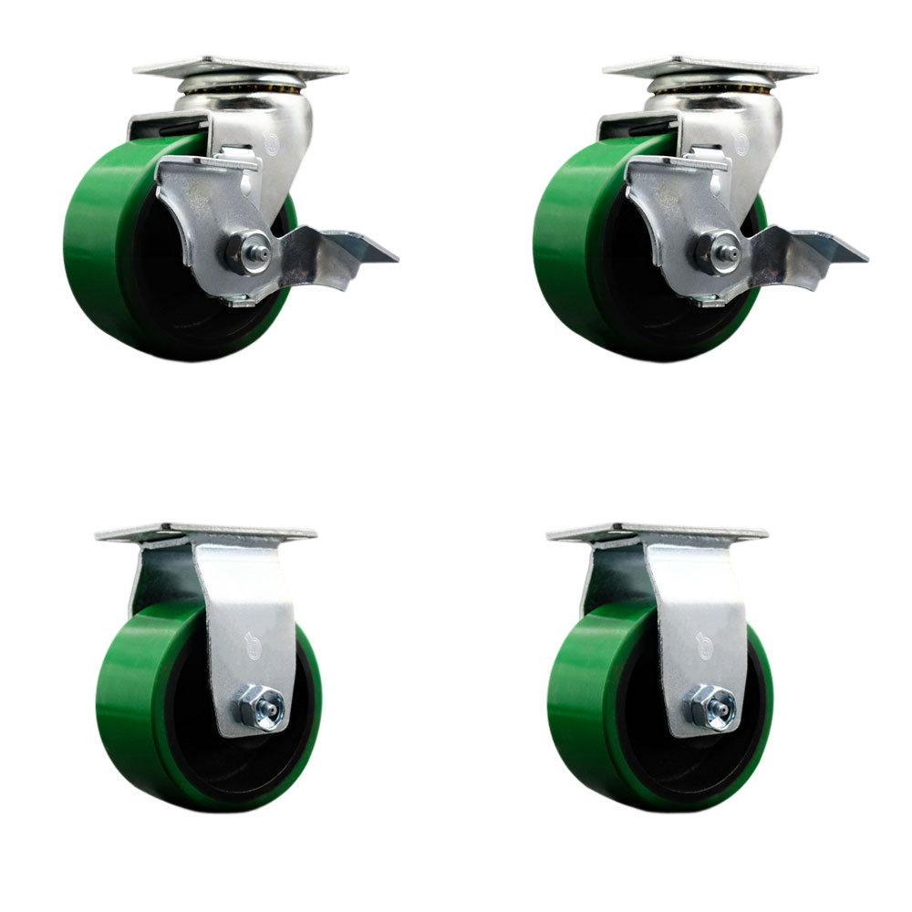 Service Caster 4 Piece Poly Cast Iron Ball Bearing Caster Set with 2 ...