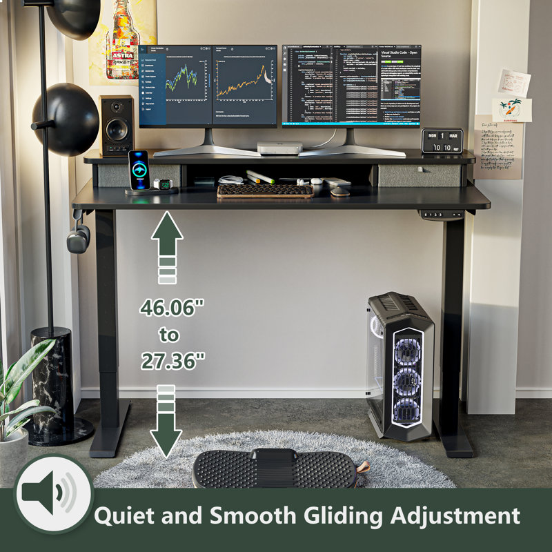 Inbox Zero Height Adjustable Standing Desk & Reviews | Wayfair