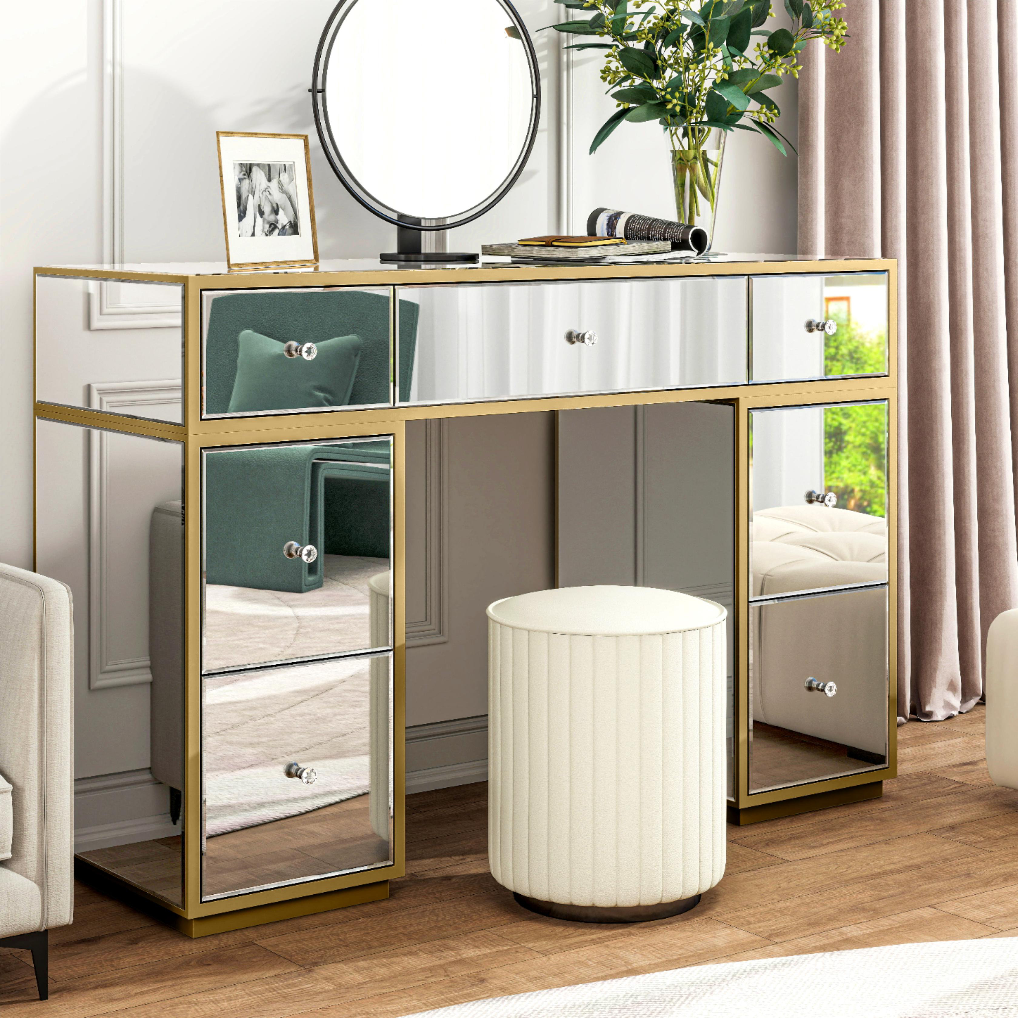 Blue Elephant Metal frame Glass mirrored top Dressing Table with 7 ...