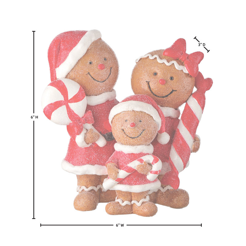 Regency International 6" Resin Gingerbread Family With Candy | Wayfair
