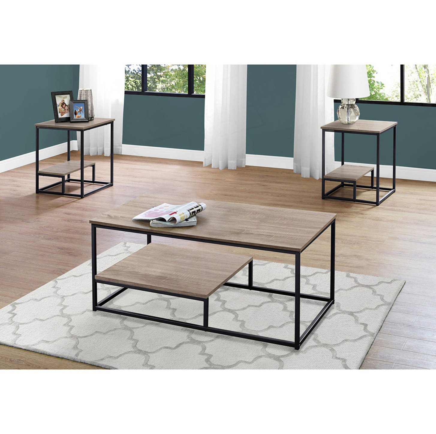 Ebern Designs 3 Piece Table Set, A Coffee Table With Two Matching End ...