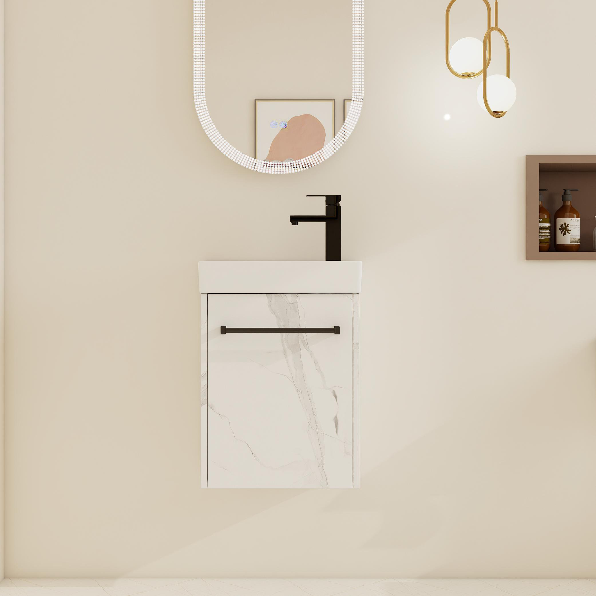 Wrought Studio Ensemble de meuble-lavabo simple 16 po avec lavabo en ...