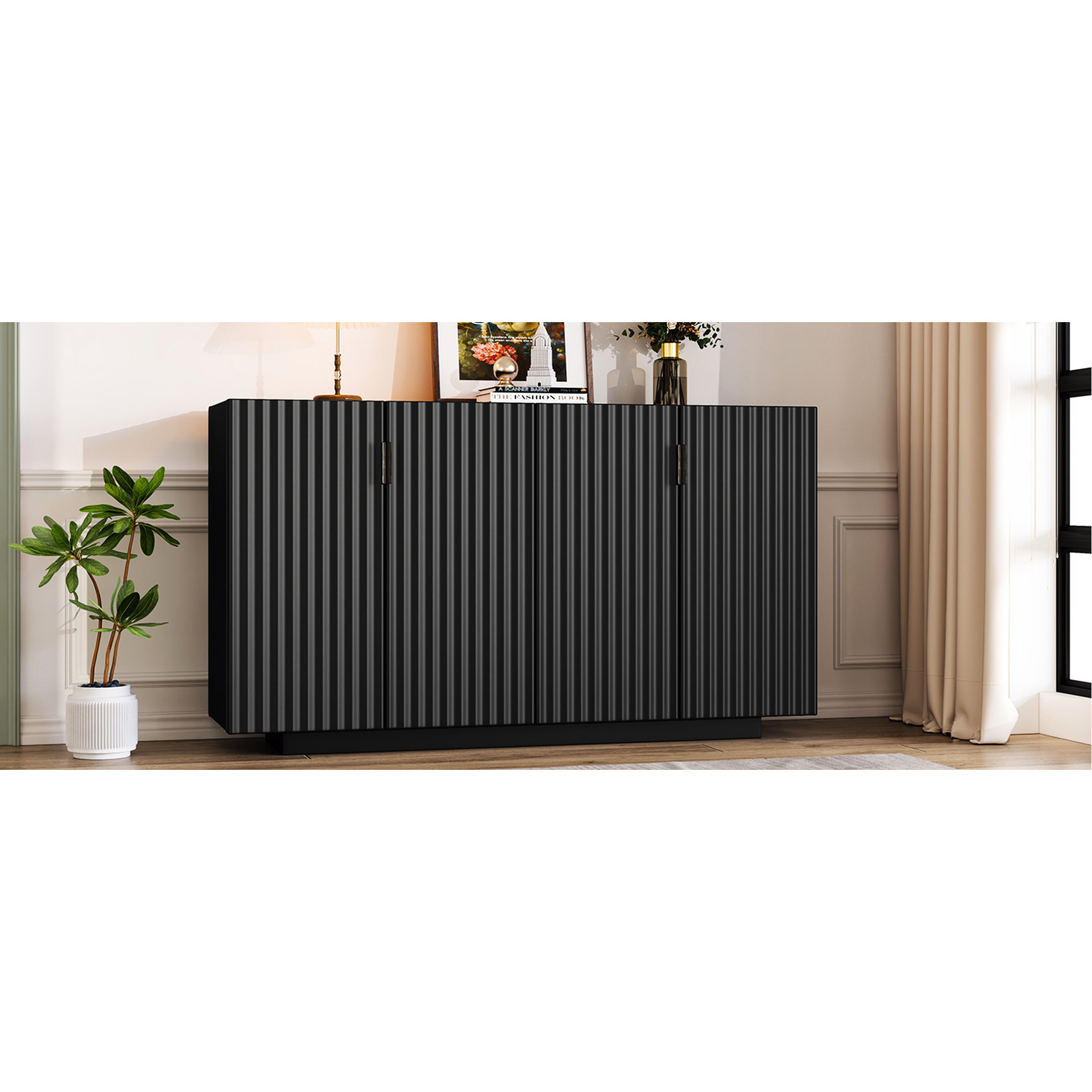 Latitude Run® Dining And Living Room Sideboard With 4 Wavy Doors ...