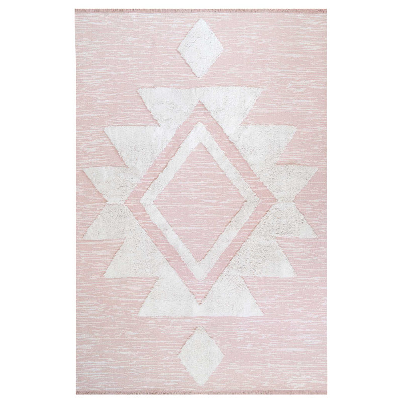 Natur Pur Tadashi Pink Aztec Cotton Flatweave Area Rug | Wayfair.co.uk
