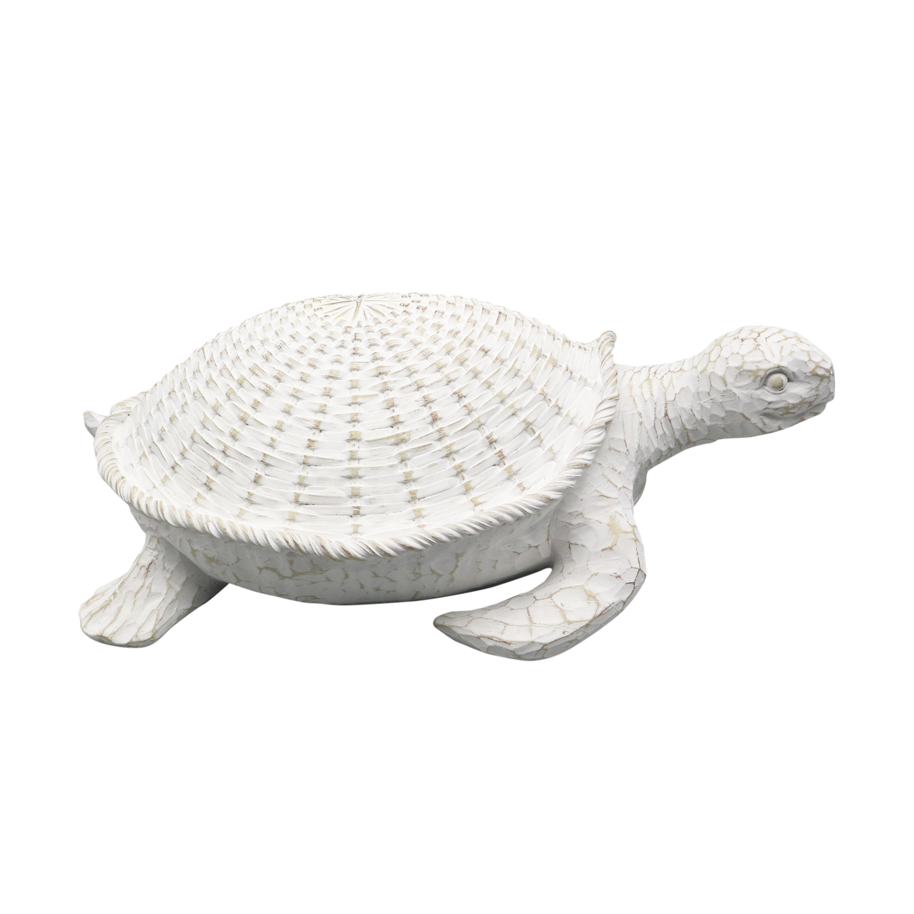 Bayou Breeze White Distressed Ceramic Turtle Figurine Contemporary ...
