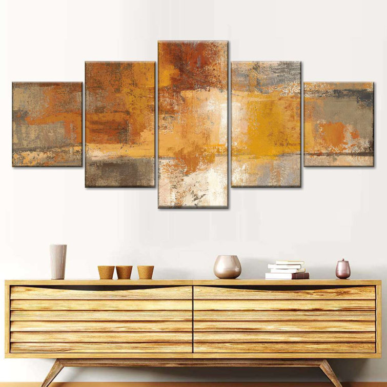 Wrought Studio " Silver And Amber Wall Art Multi Piece Canvas Print " 5 ...