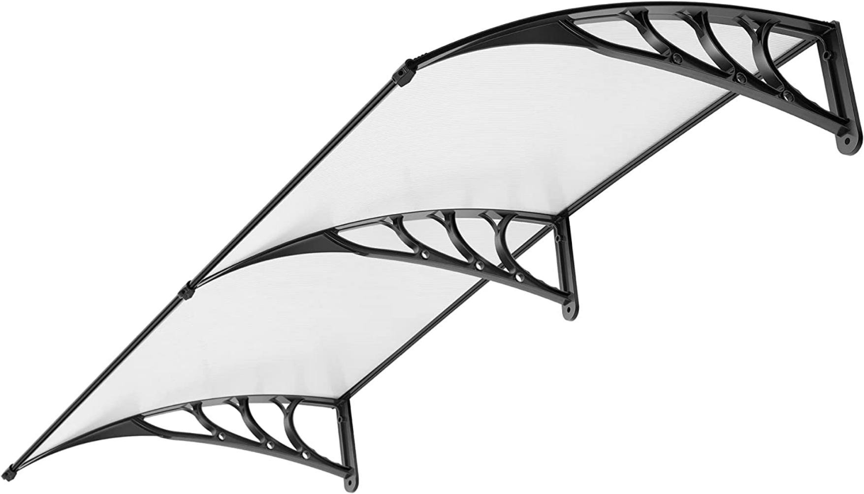 VIVOHOME 9'58'' W x 3'16'' D Convex Window Awning in Clear/Black ...