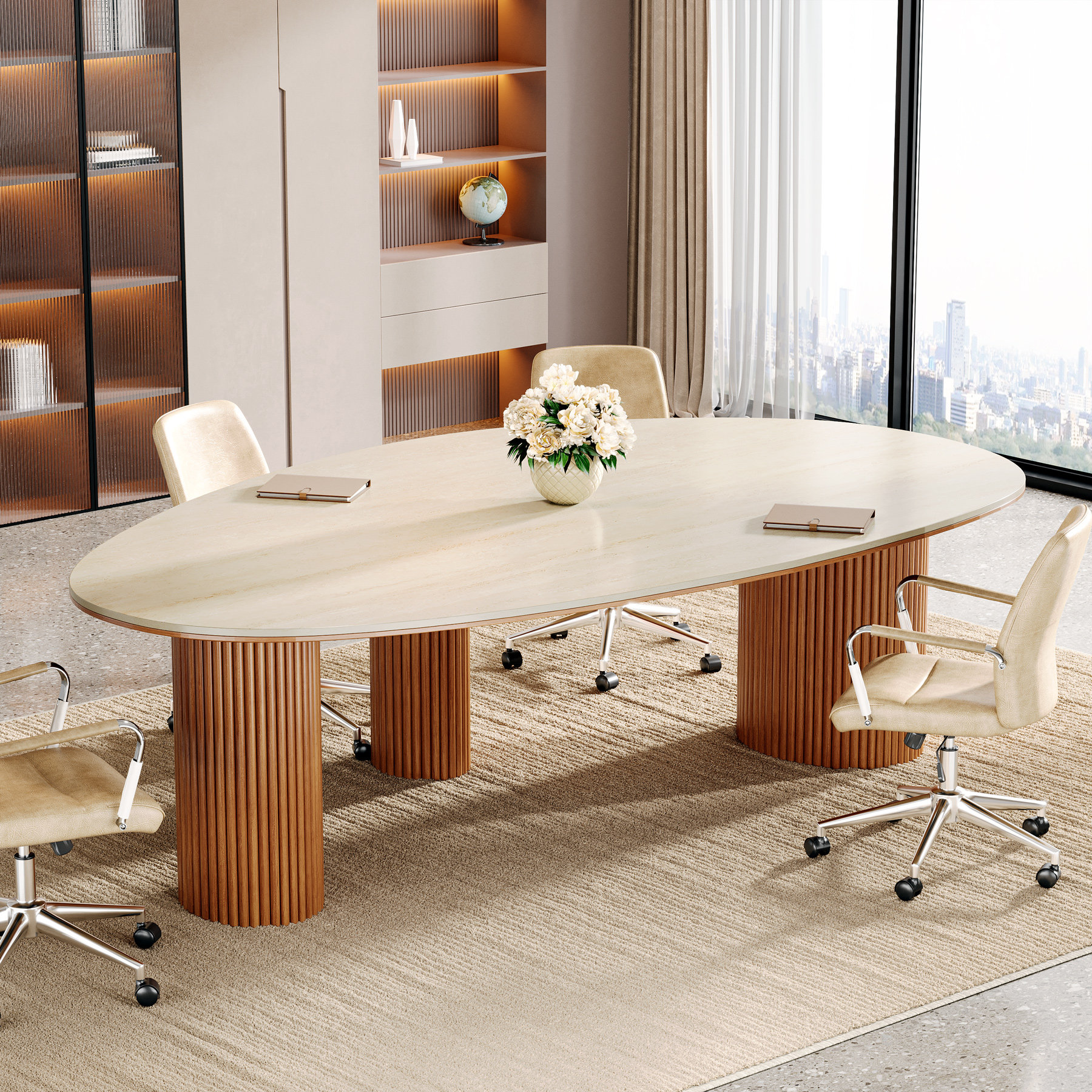Ivy Bronx Haigh 87'' Oval Conference Table | Wayfair
