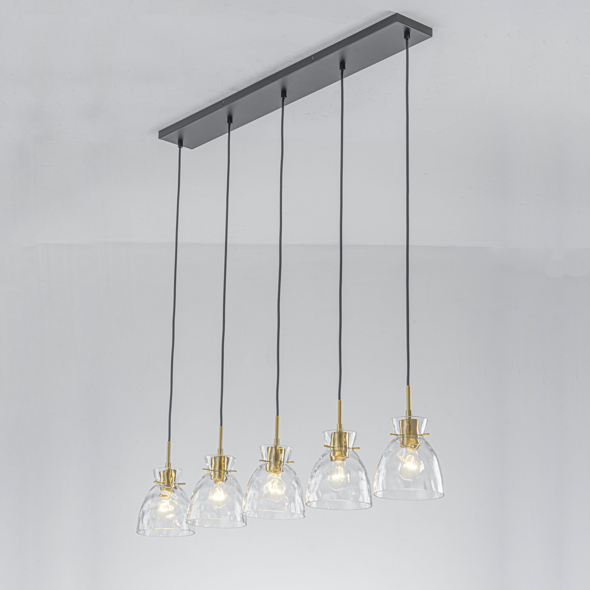 Latitude Run® 5-Light Modern Industrial Linear Bell-Shaped Clear Ripple ...