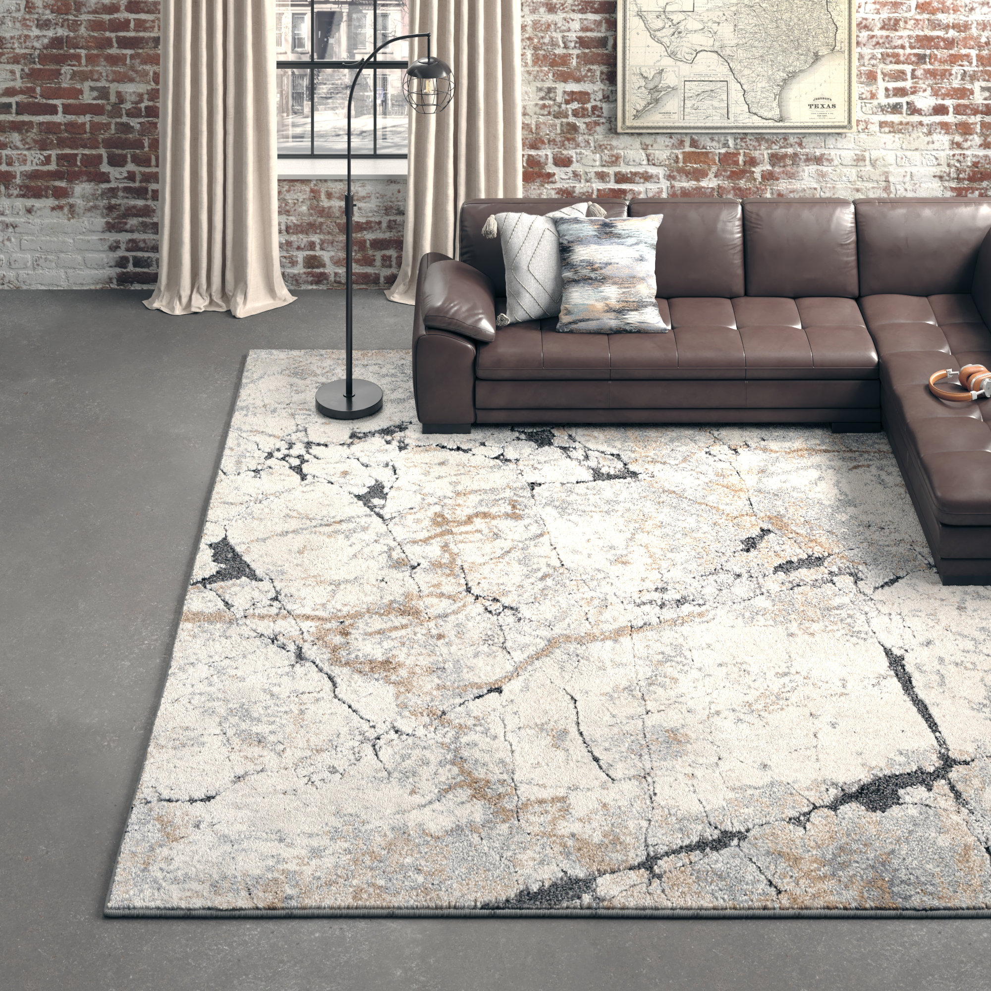 Steelside™ Amrita Gray/Cream/Brown Area Rug & Reviews | Wayfair