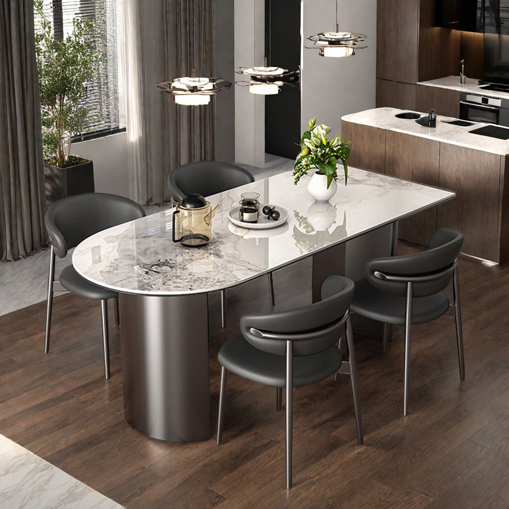 Orren Ellis Home-use light luxury semi-round dining table | Wayfair