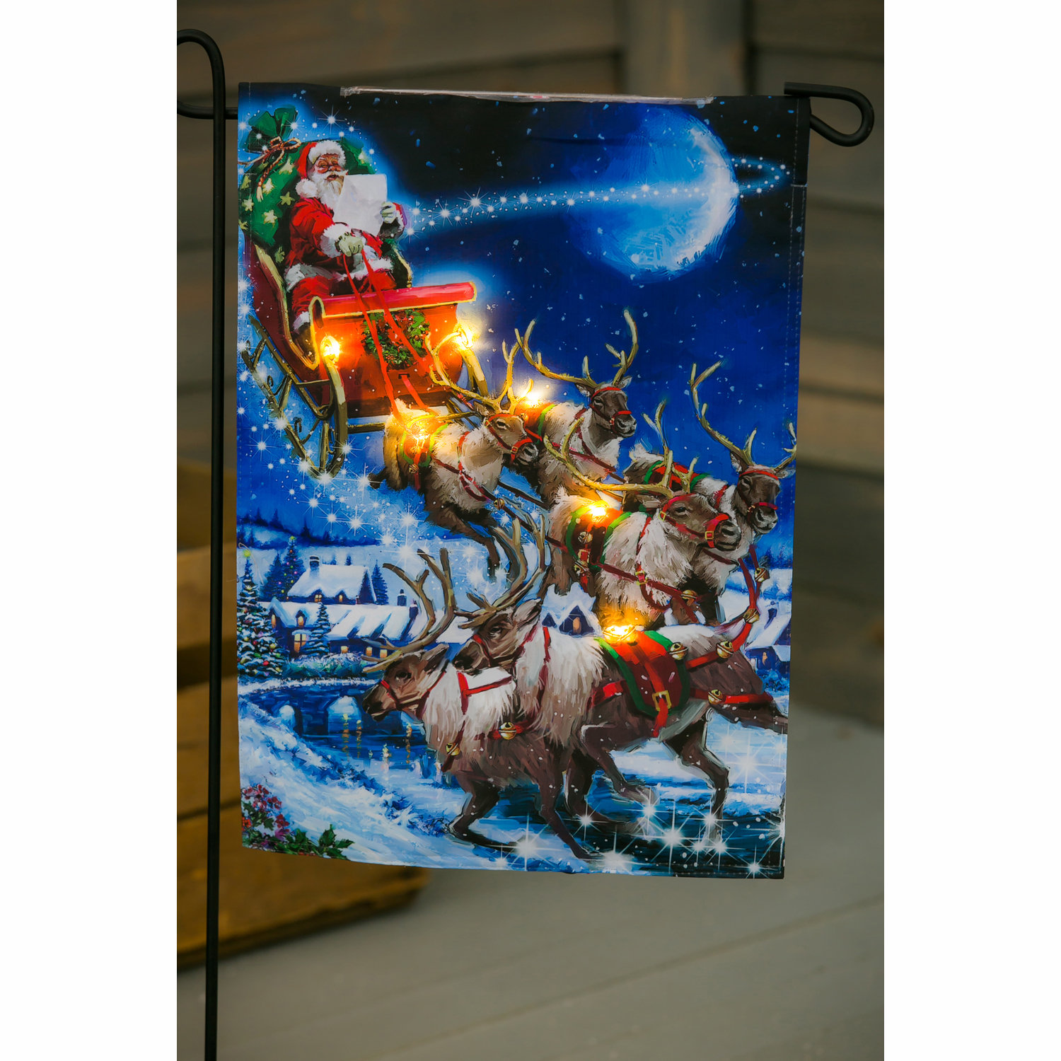 The Holiday Aisle® Christmas Eve Solar LED Polyester Garden Flag ...