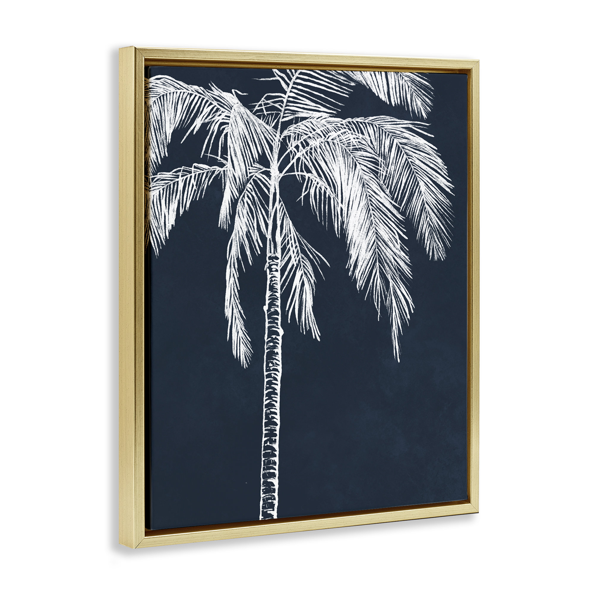 Bay Isle Home™ White Outline Palm Tree Framed Floater Canvas Wall Art ...