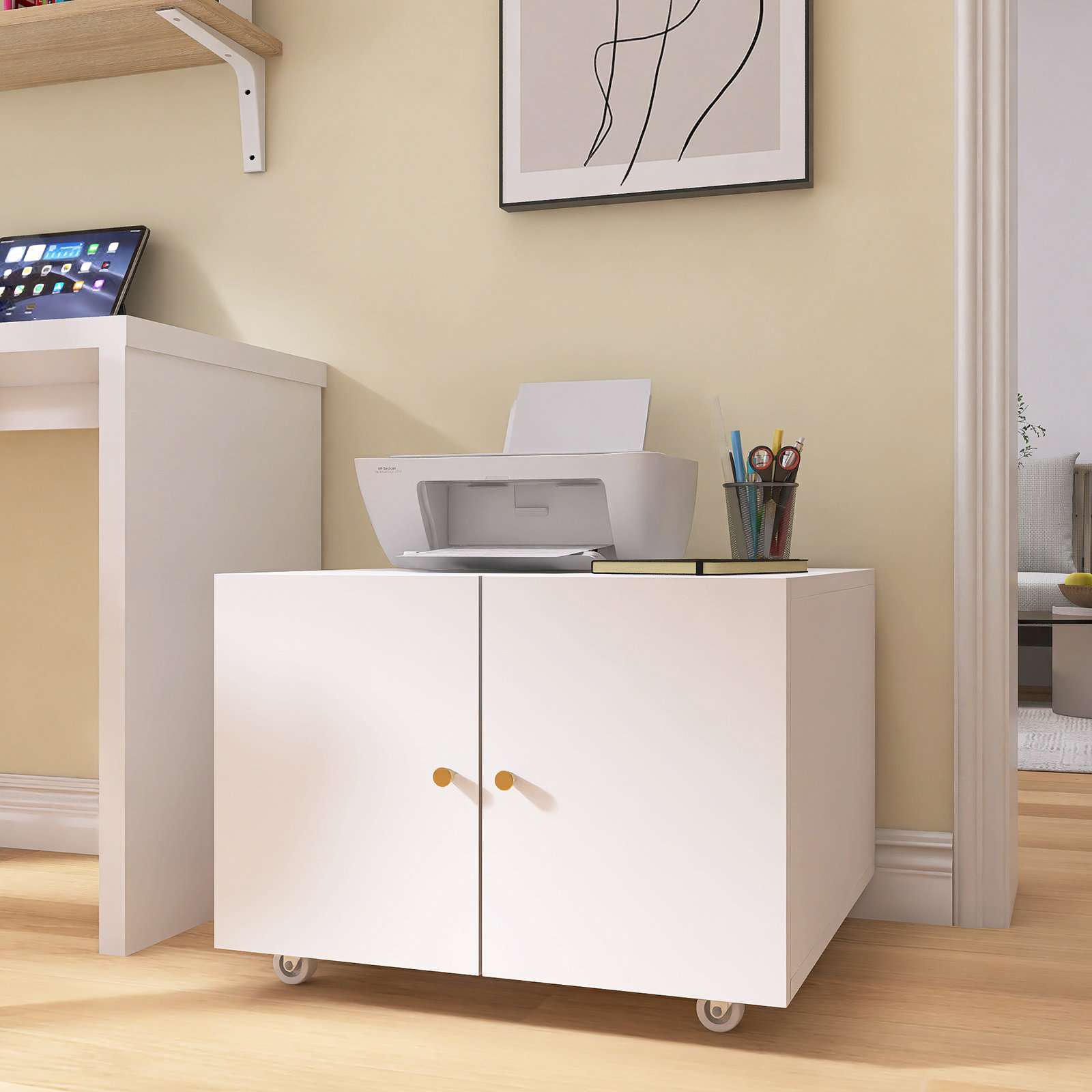 Latitude Run® Metal Lateral Filing Cabinet, Printer Stand With Storage ...