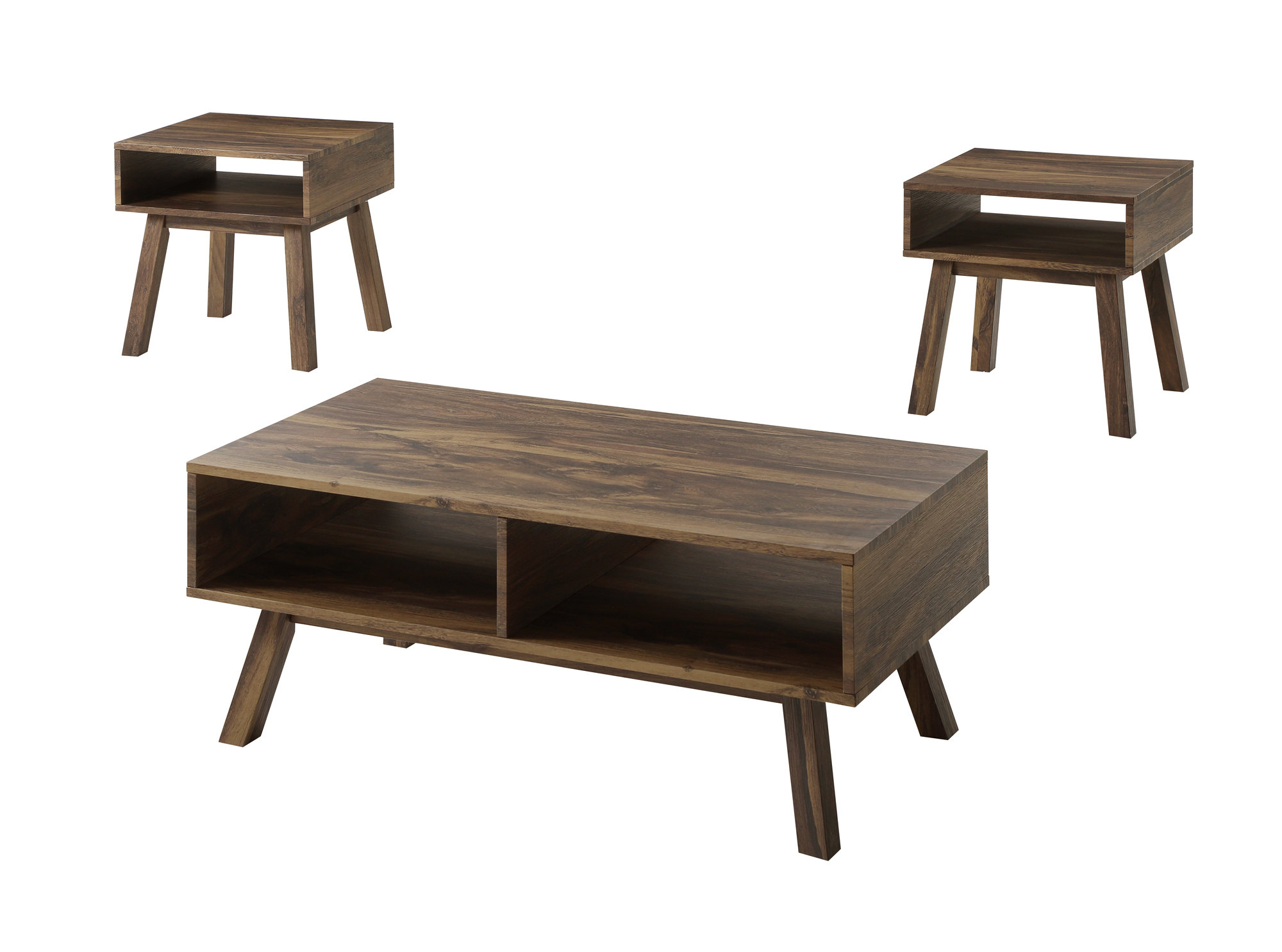 Latitude Run® 3PC Coffee Table Set with Built-In Storage Shelf ...
