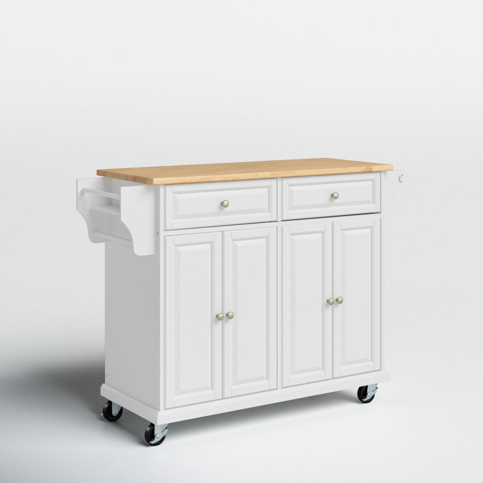 Lark Manor Idlewild Solid Wood Top Kitchen Cart & Reviews | Wayfair