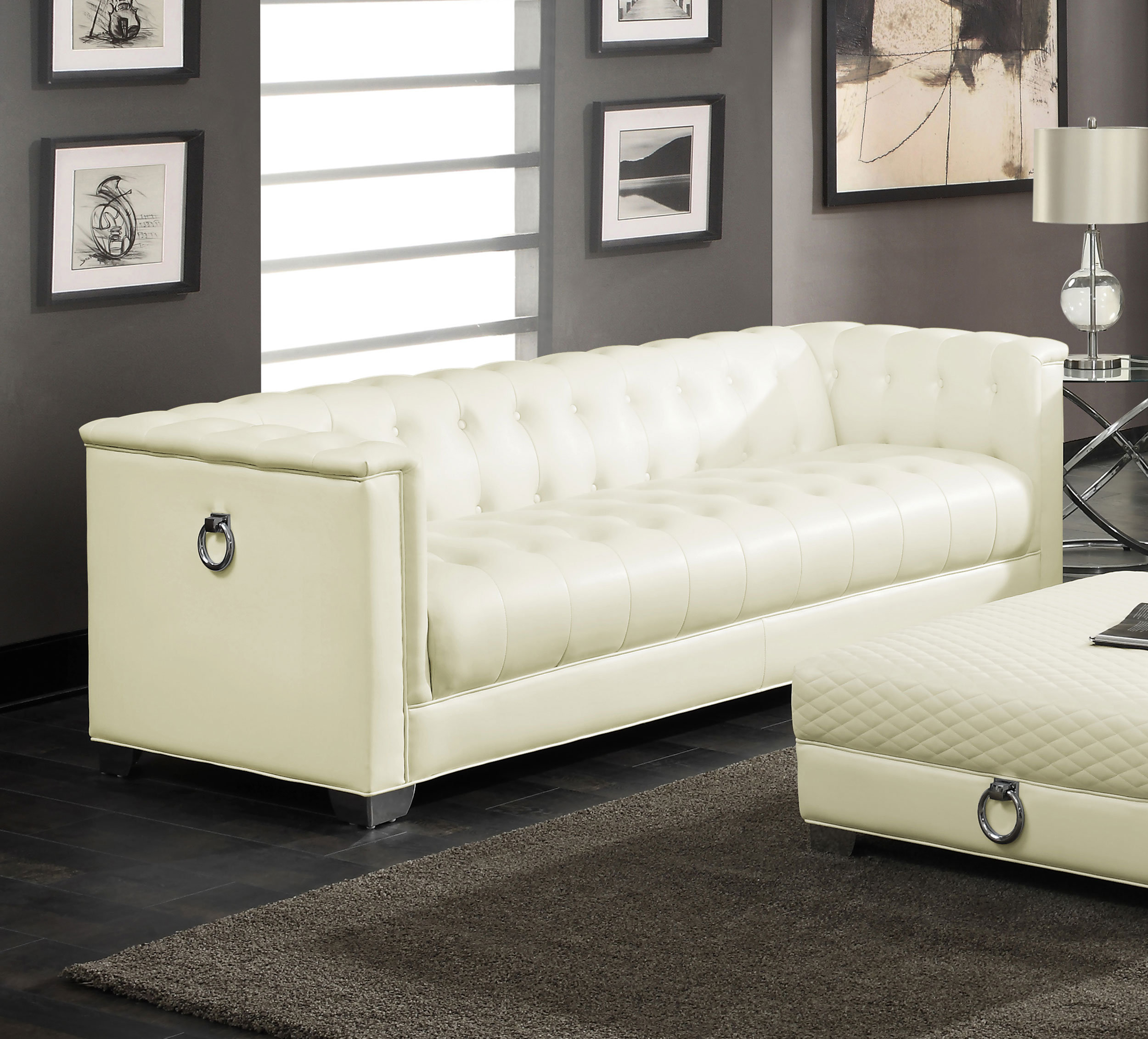 Latitude Run® Bleker Upholstered Tuxedo Arm Tufted Sofa Blue | Wayfair