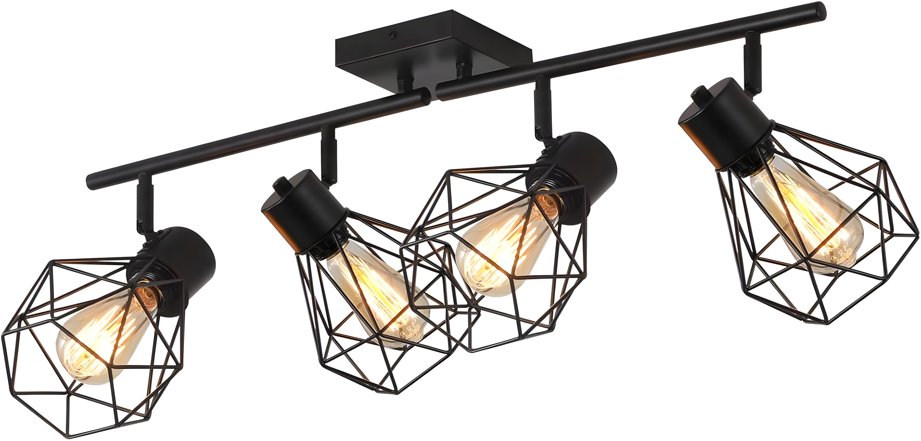 17 Stories 4-Light Industrial Track Lighting Kit, Black Flush Mount ...
