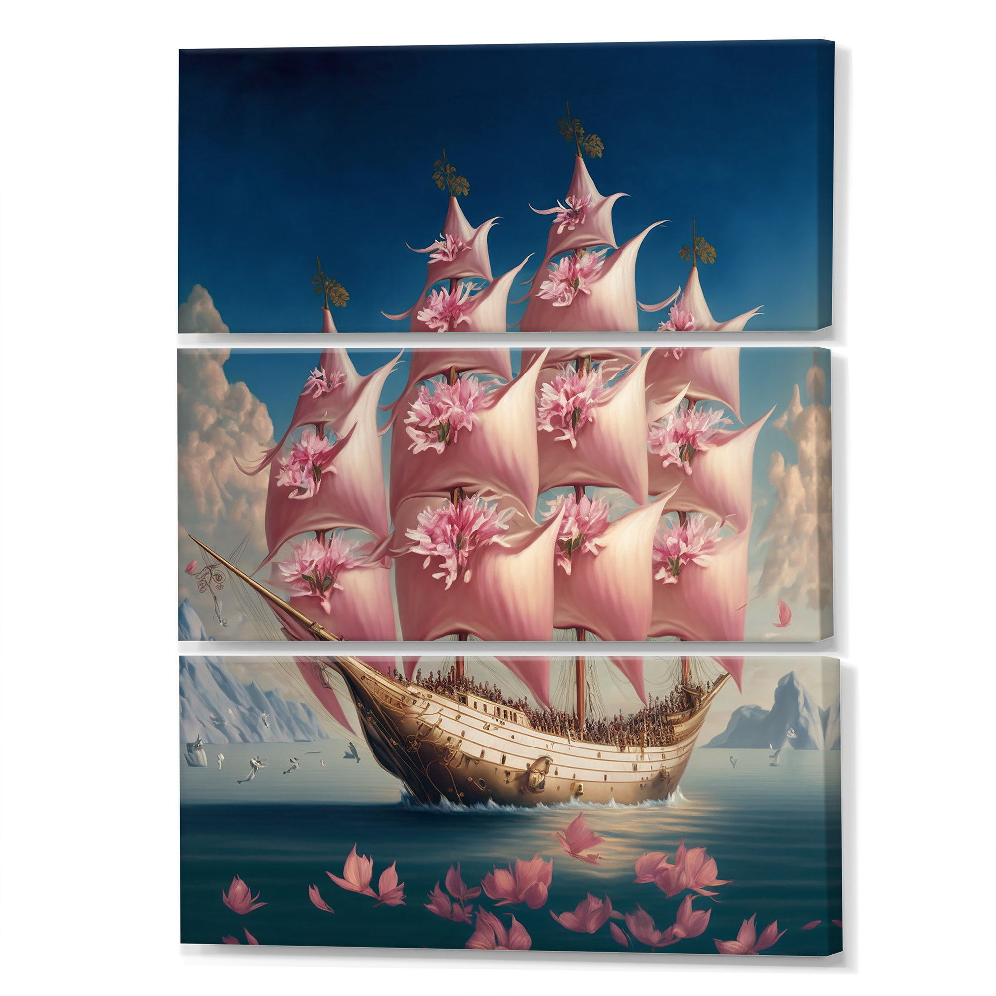 Breakwater Bay Surrealist Boat With Pink Blossoming Sails II On Canvas ...