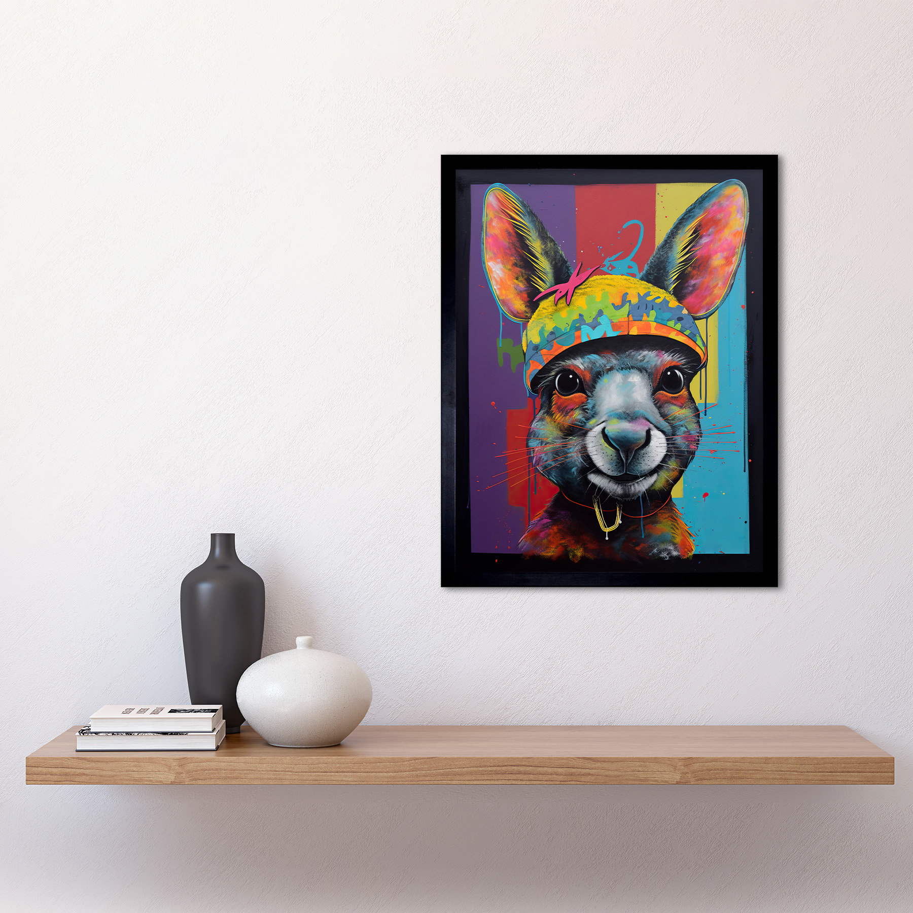 Happy Larry Rabbit Wearing Wolly Hat And Collar Modern Pop Art Art ...