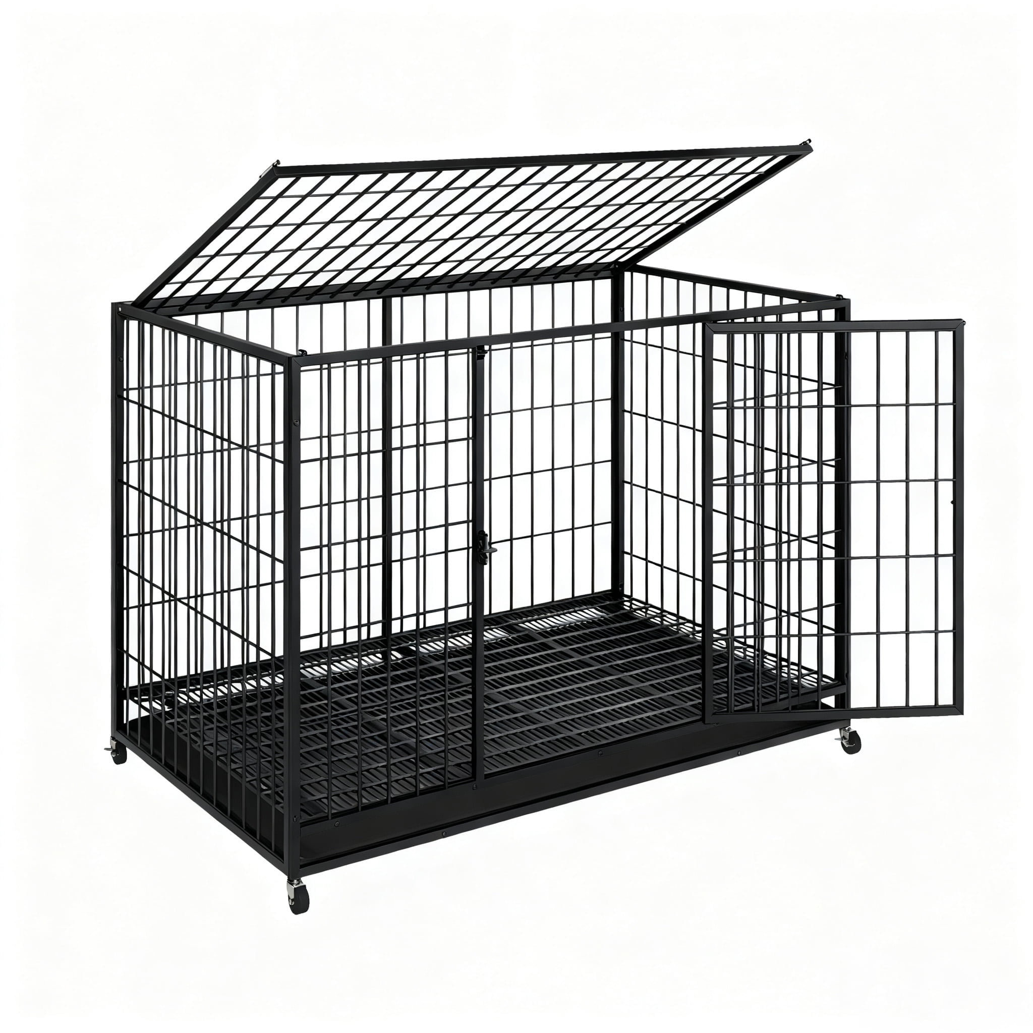 Latitude Run® TIME RAY 38" Metal Wire Dog Crate for Large Dogs with ...