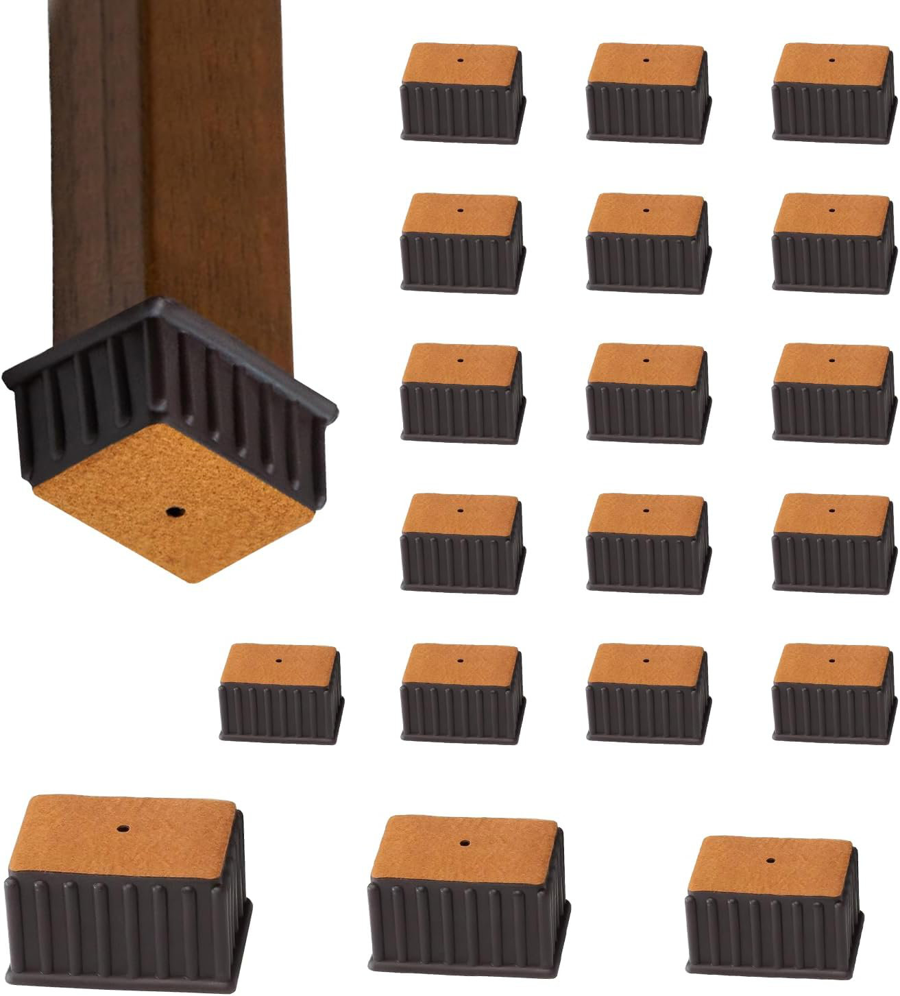 Chair Surfer Rectangle Chair Leg Caps Floor Protectors (16 Set, S 3.6cm ...