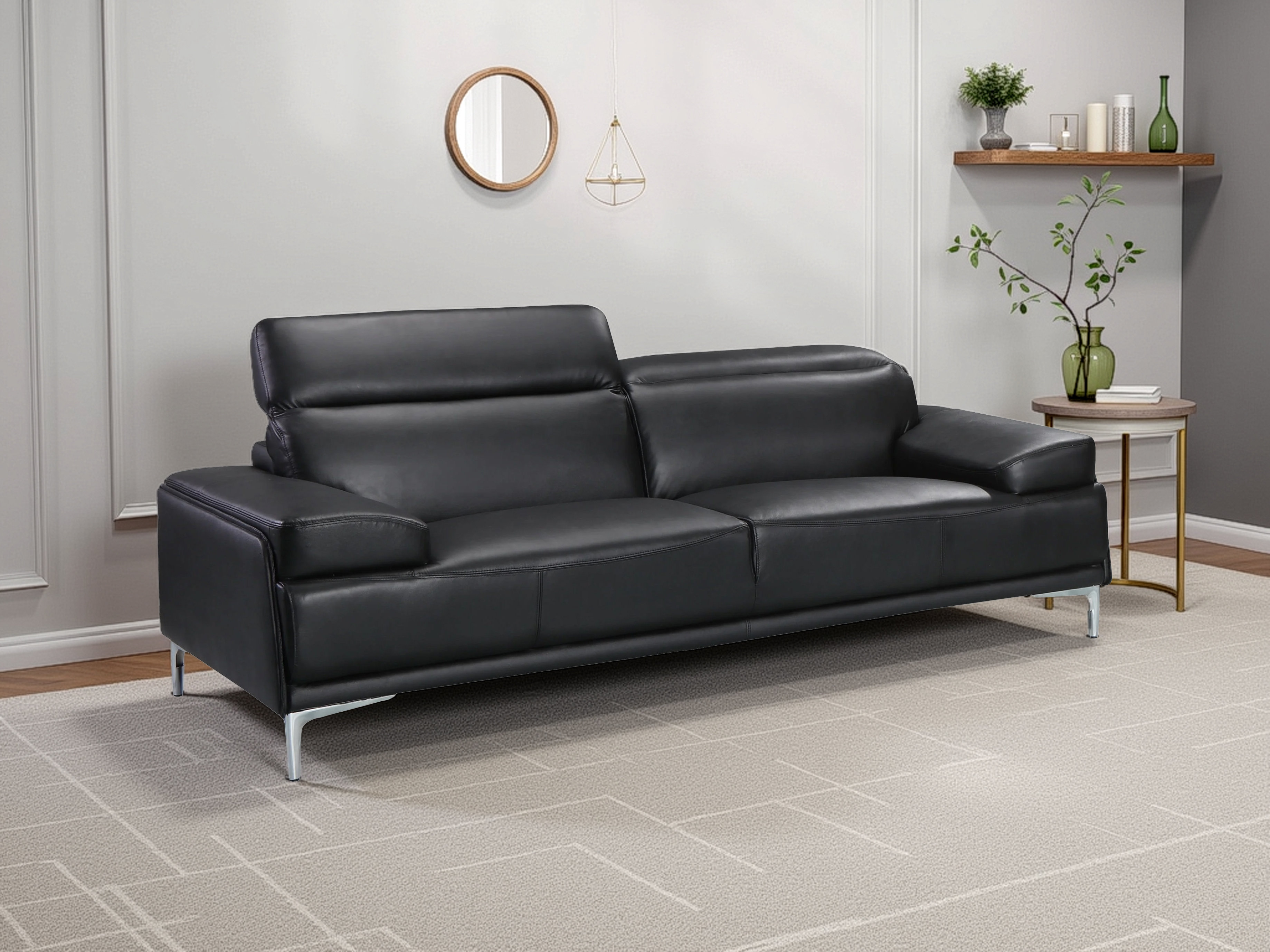 Brayden Studio® Brijin 86'' Genuine Leather Square Arm Sofa & Reviews ...