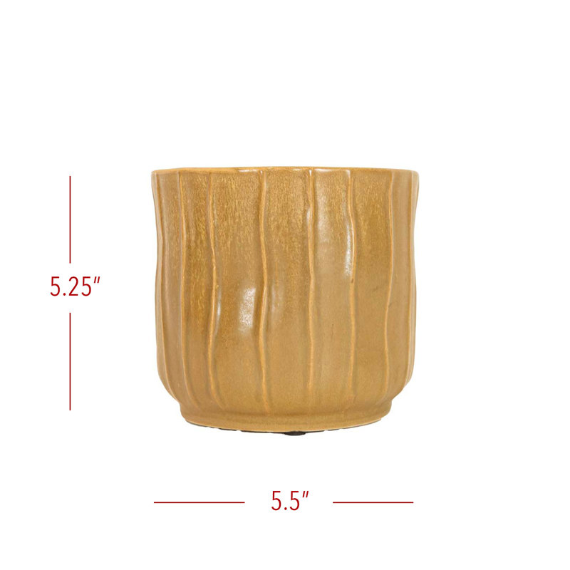 Foreside Home & Garden Wavy Ribbed Planter Brown Stoneware | Wayfair