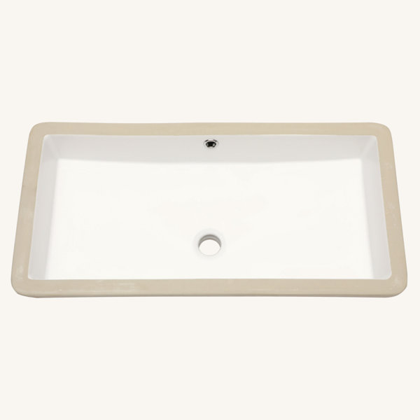 Tech Cube 28"X14" White Ceramic Rectangular Undermount Bathroom Sink ...