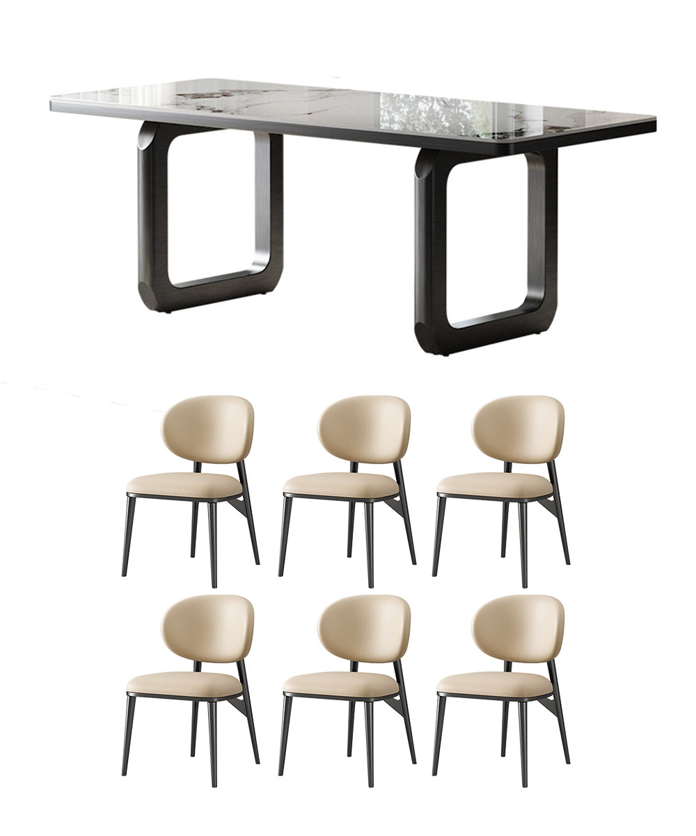 HONELS Modern simple rectangular rock plate table set | Wayfair