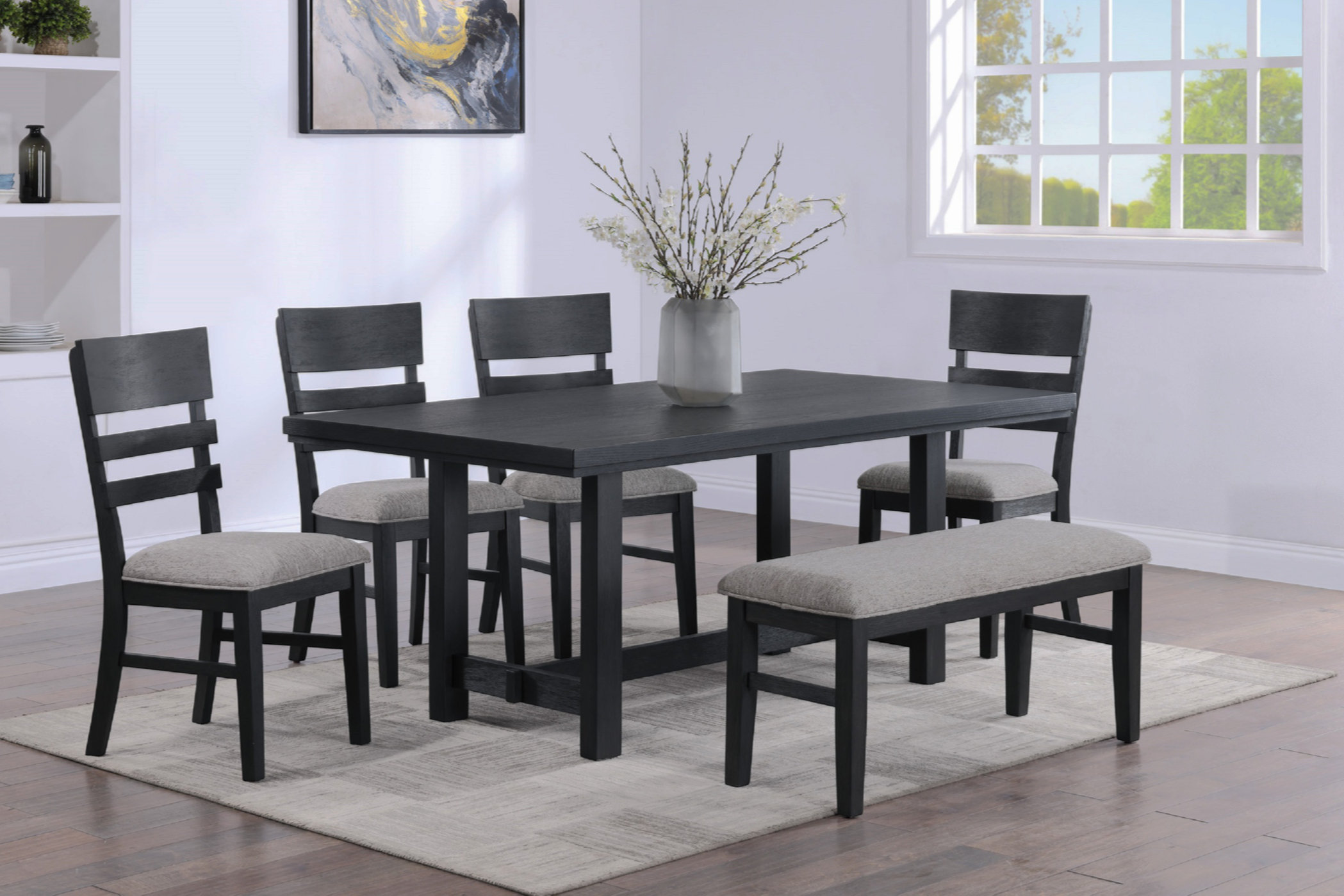 Wildon Home® Contemporary Dining Set Rectangular Table Top Finish ...