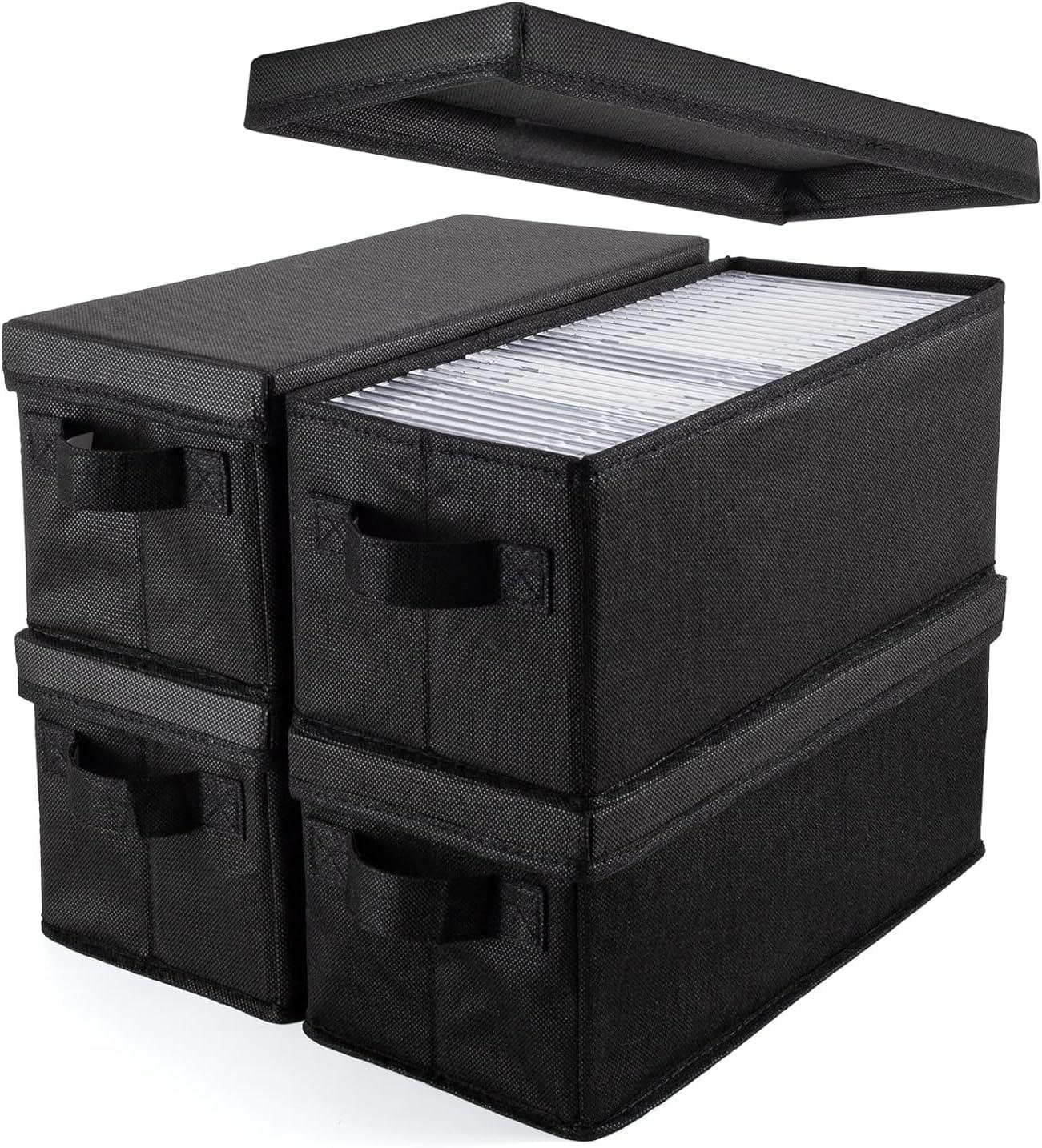 Rebrilliant CD Storage Boxes - Pack Of 4 CD Case Storage - 13.2" X 5.9 ...