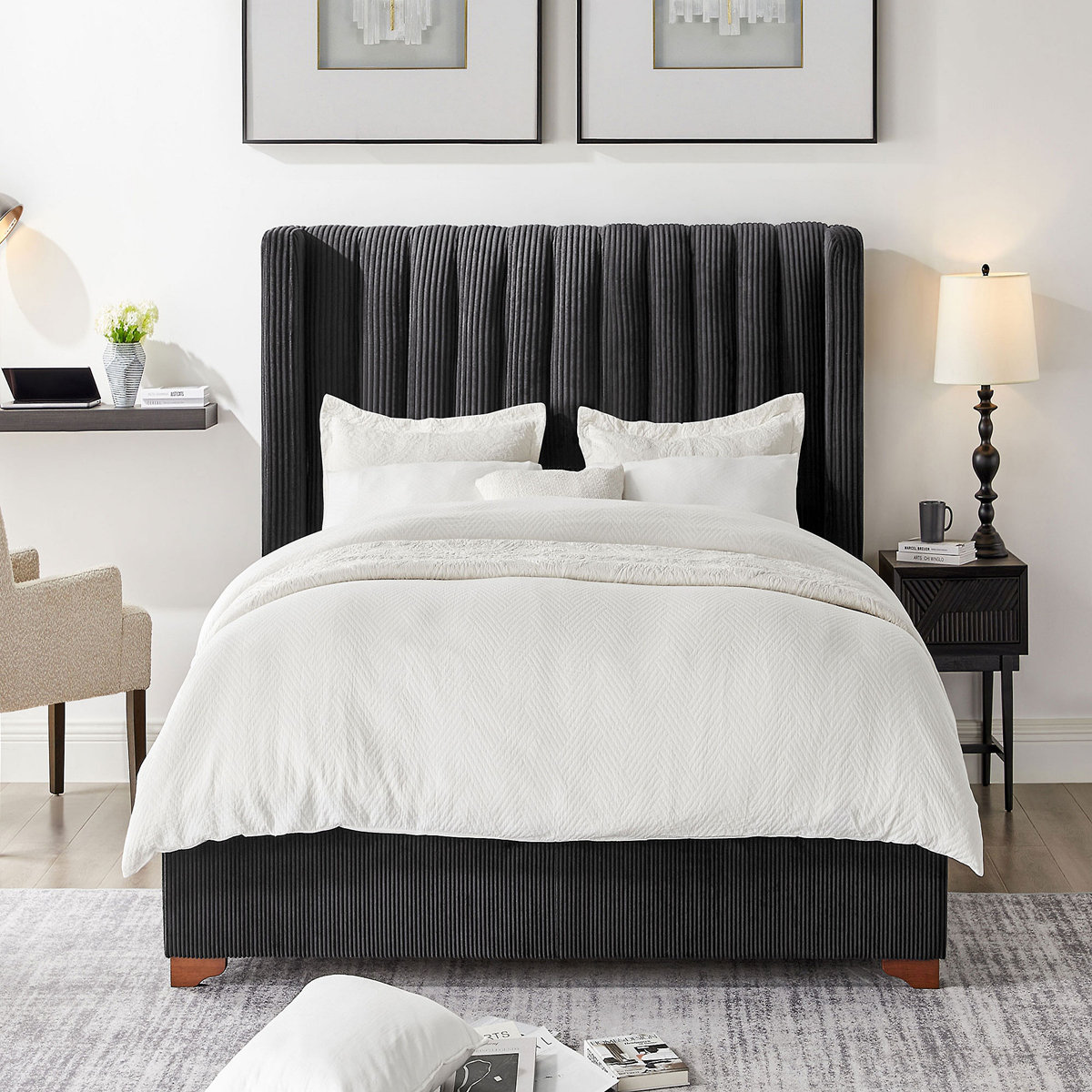 Everly Quinn King Size Modern Design Bed Frame Upholstered Queen Bed ...