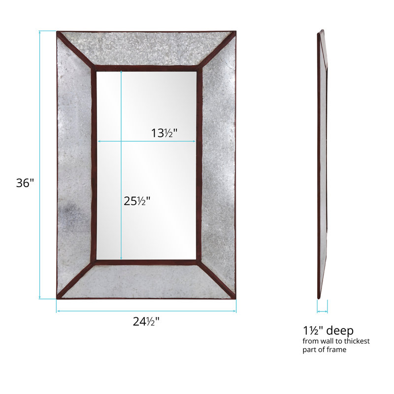 Gracie Oaks Ercole Metal Framed Rectangular Rustic Accent Wall Mirror ...