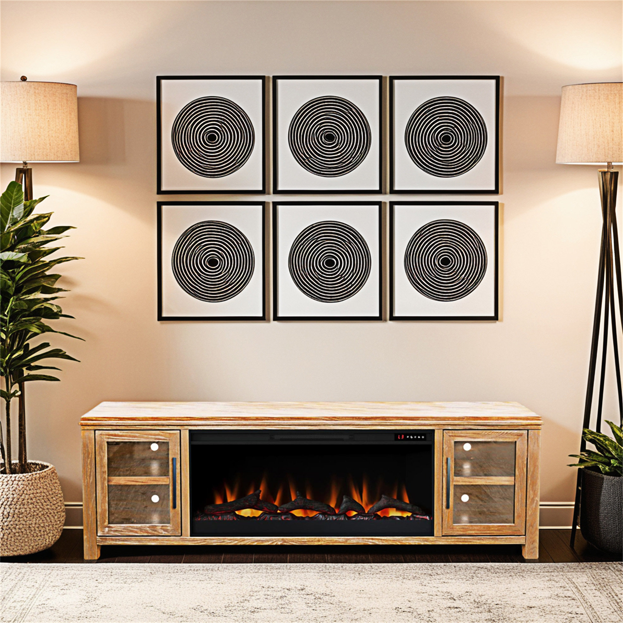 Hokku Designs 86 Inch Electric Fireplace TV Console For Tvs Up To 95 ...