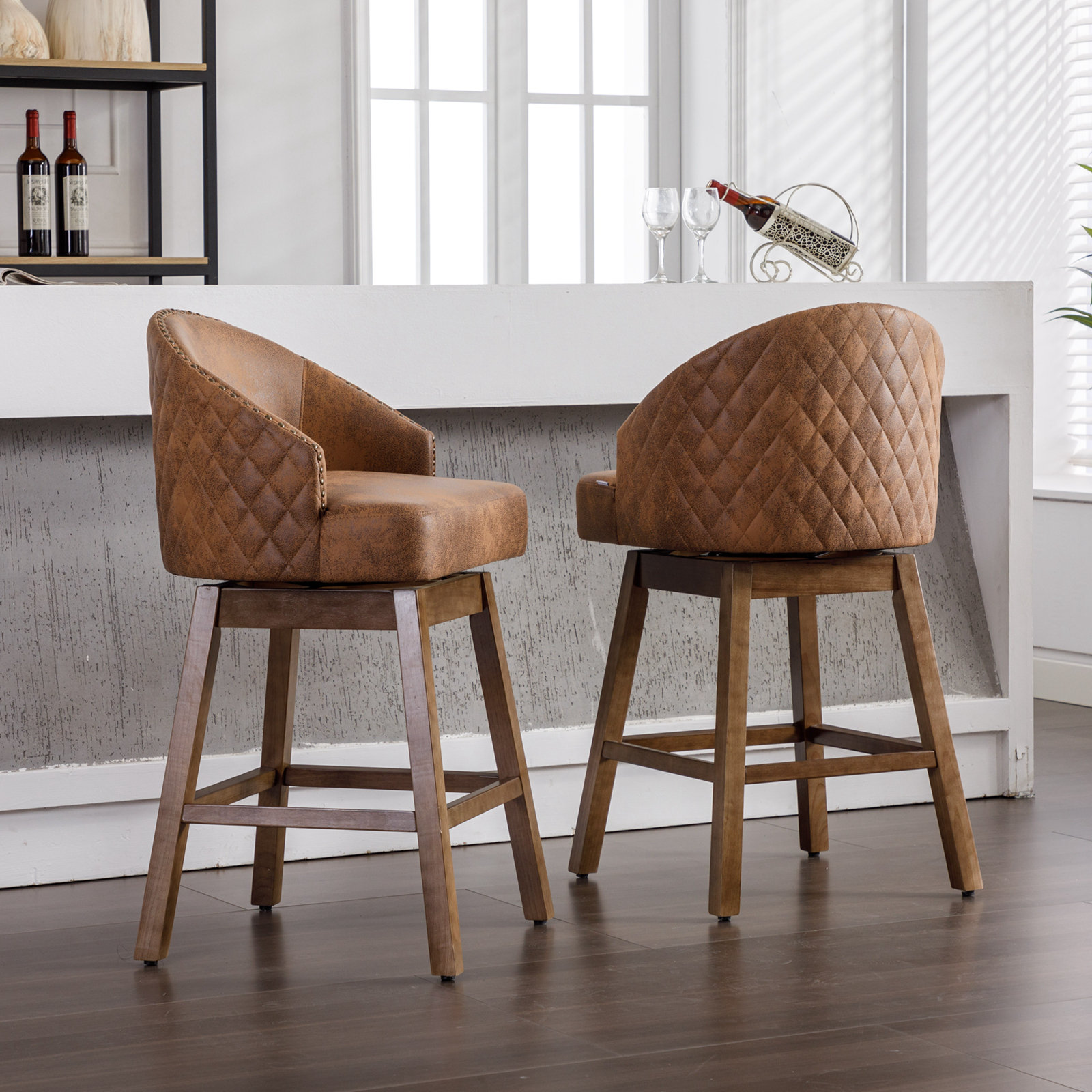 17 Stories Sokona Swivel 28.35'' Bar Stool | Wayfair