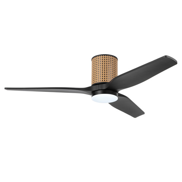 Bay Isle Home 52 In. 3 Solid Wood Blades Flush Mount Ceiling Fan With ...