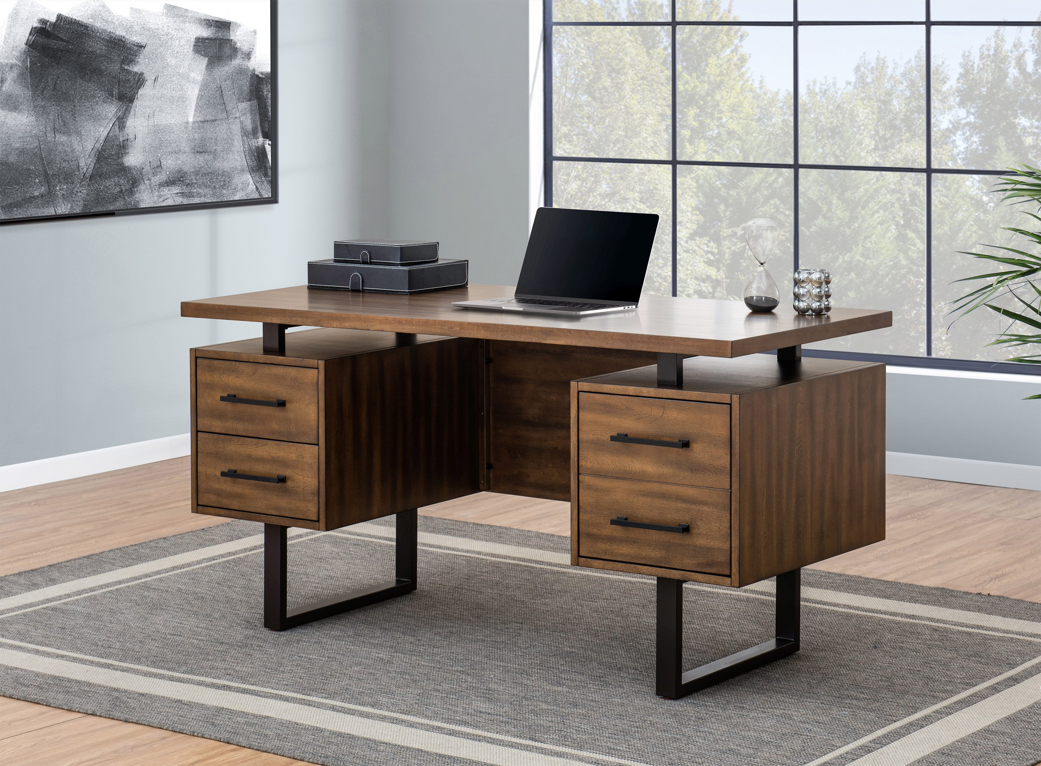 Sunjoy 60’’ Milano Floating Pedestal Desk, Modern Home Office Large ...