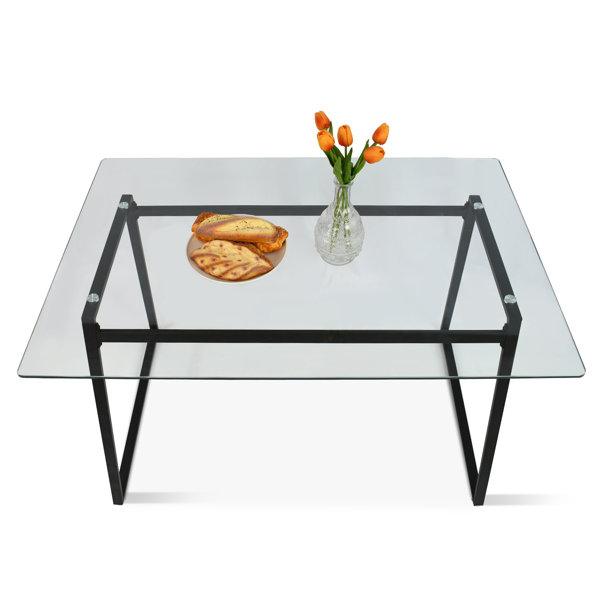 Mercury Row® Seibold Glass Top Metal Base Dining Table & Reviews | Wayfair