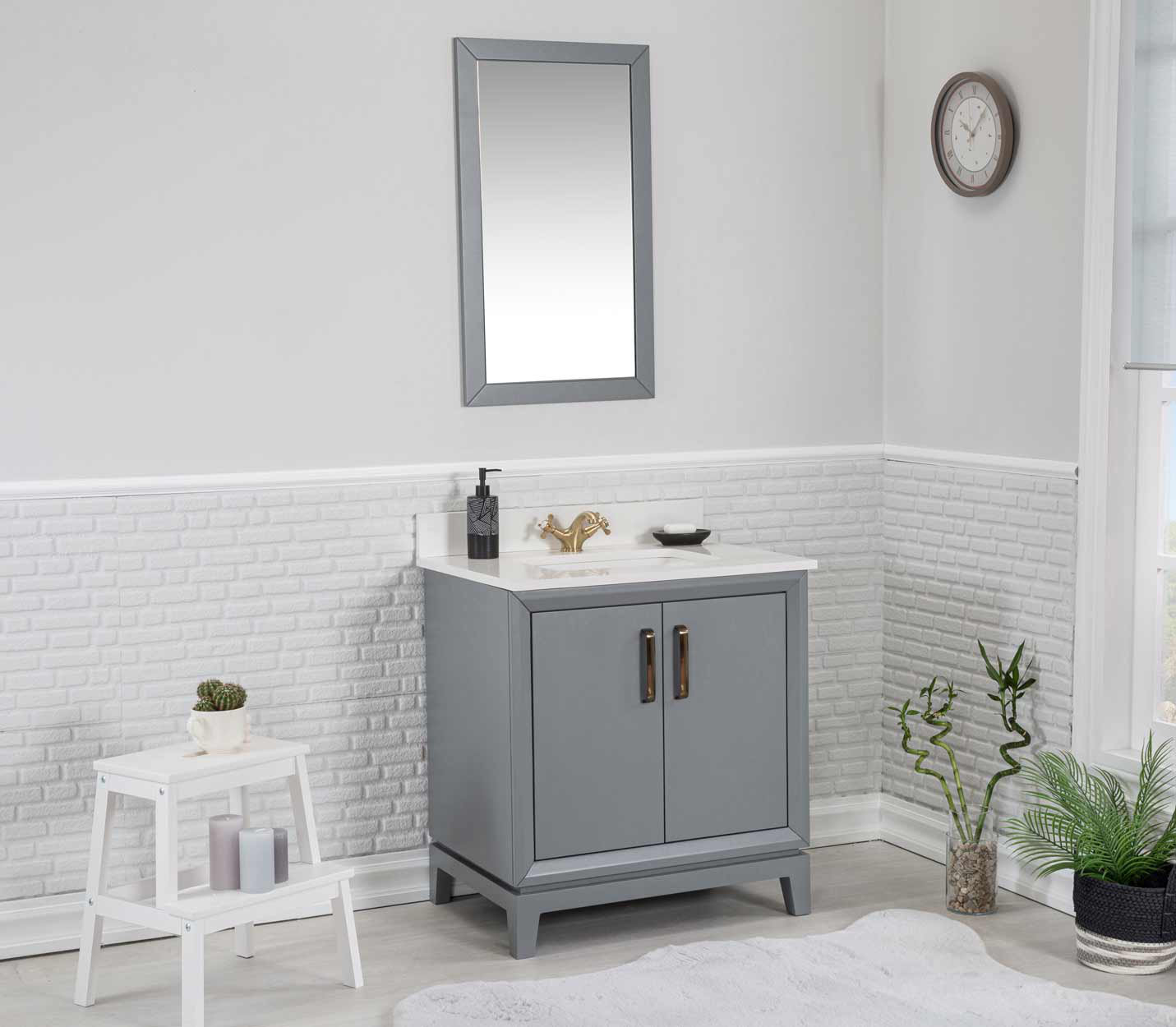 Adorn Vanity Fabia 30'' Free-standing Single Bathroom Vanity with ...
