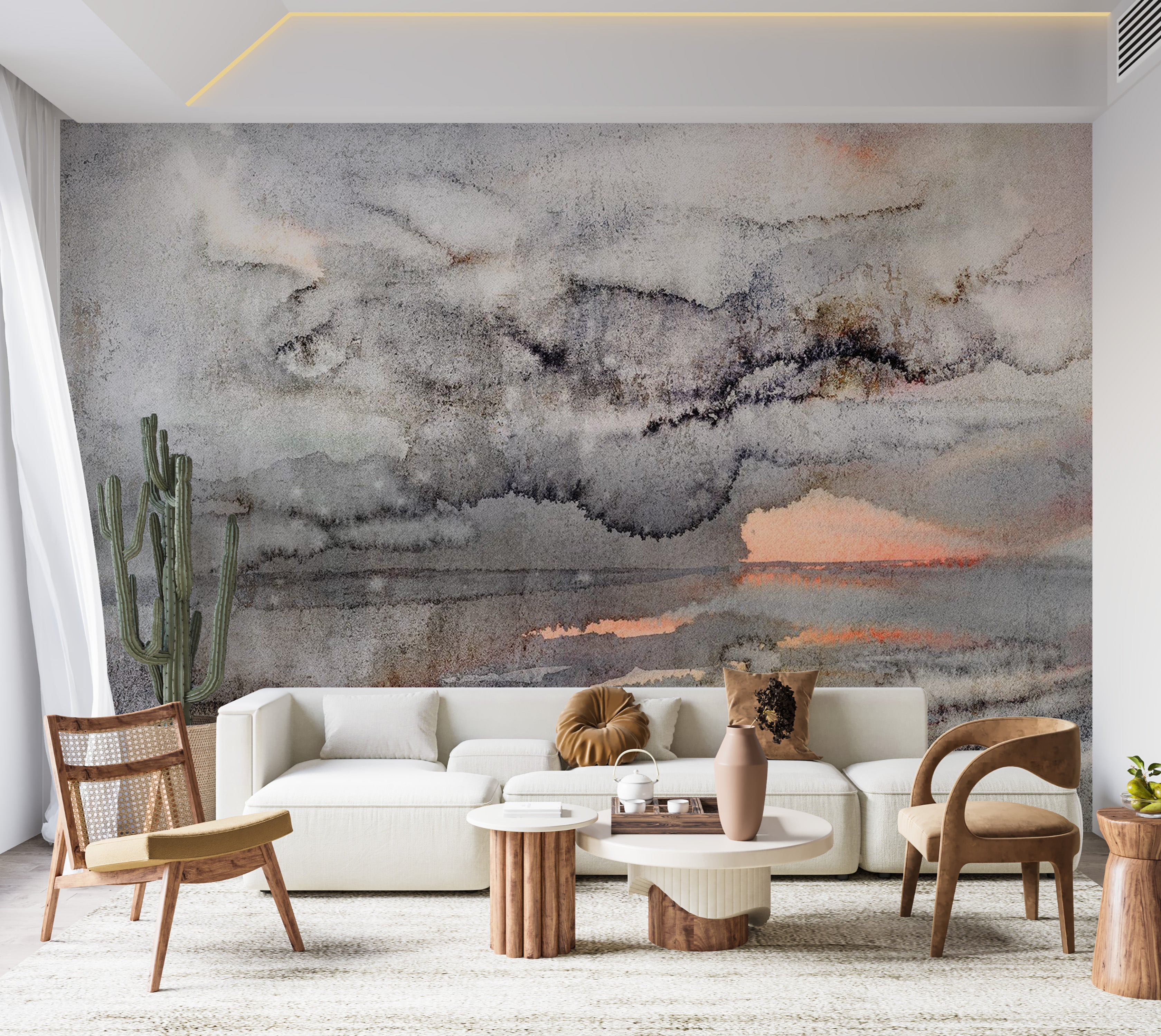 Brayden Studio® Peel & Stick Abstract Wall Mural - Connected Clouds ...