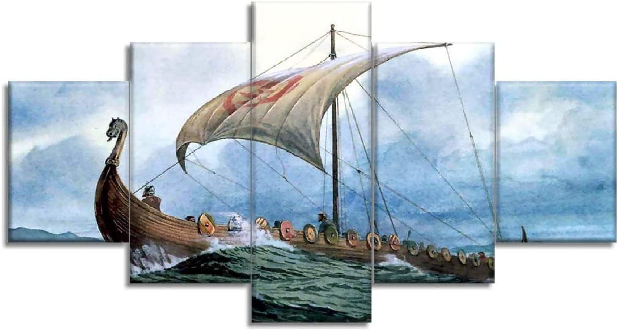 Breakwater Bay Sailing Ship - 5 Piece Painting Set on Canvas | Wayfair