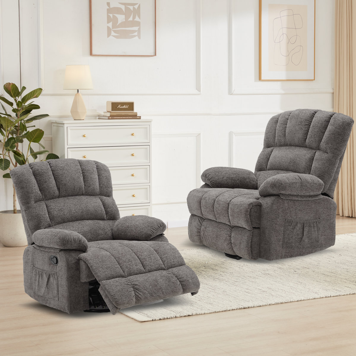 Latitude Run® 39.7" Wide Manual Upholstered Swivel Rocker Recliner(Set ...