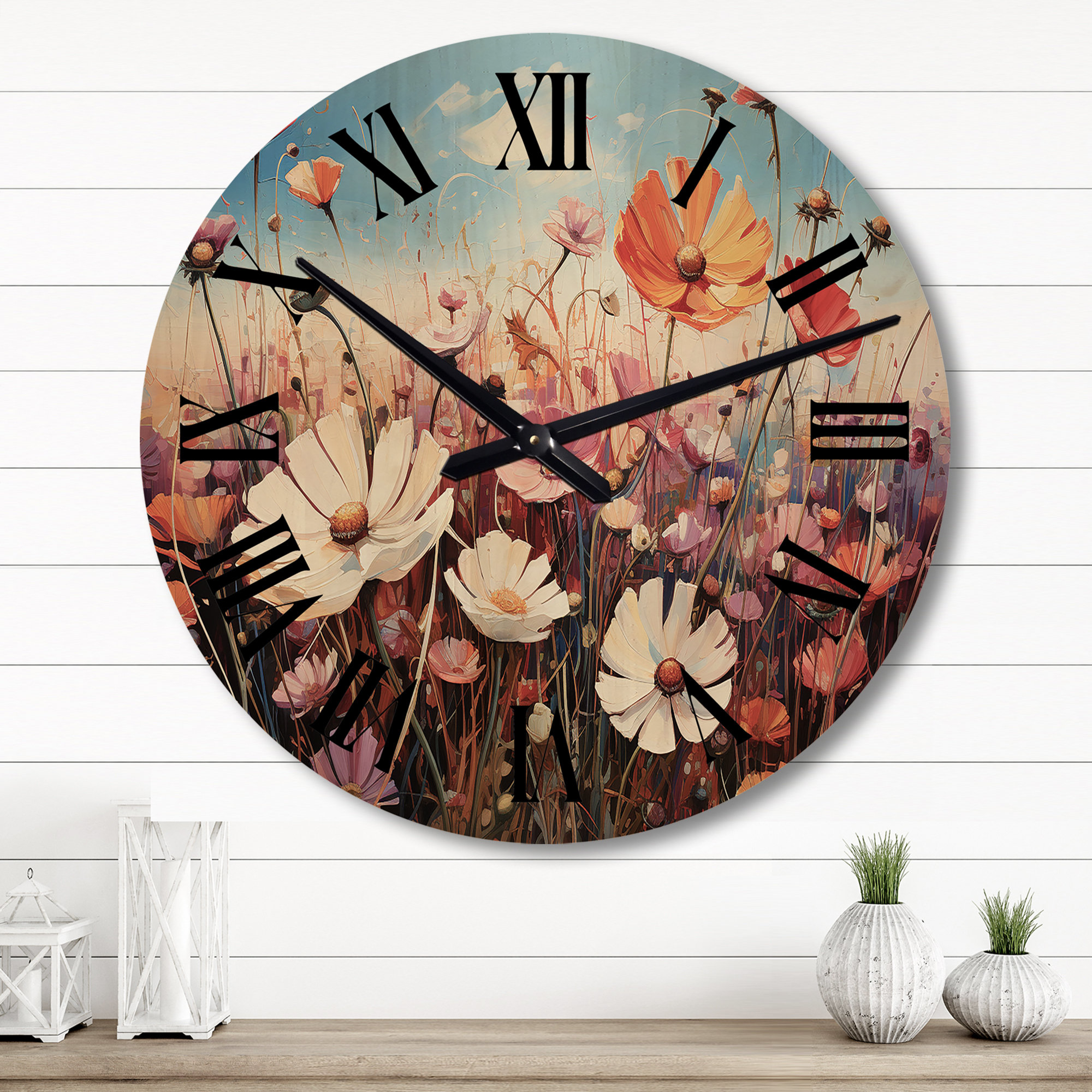 East Urban Home Wildflowers Blooming Meadow - Floral Oversized Wood ...