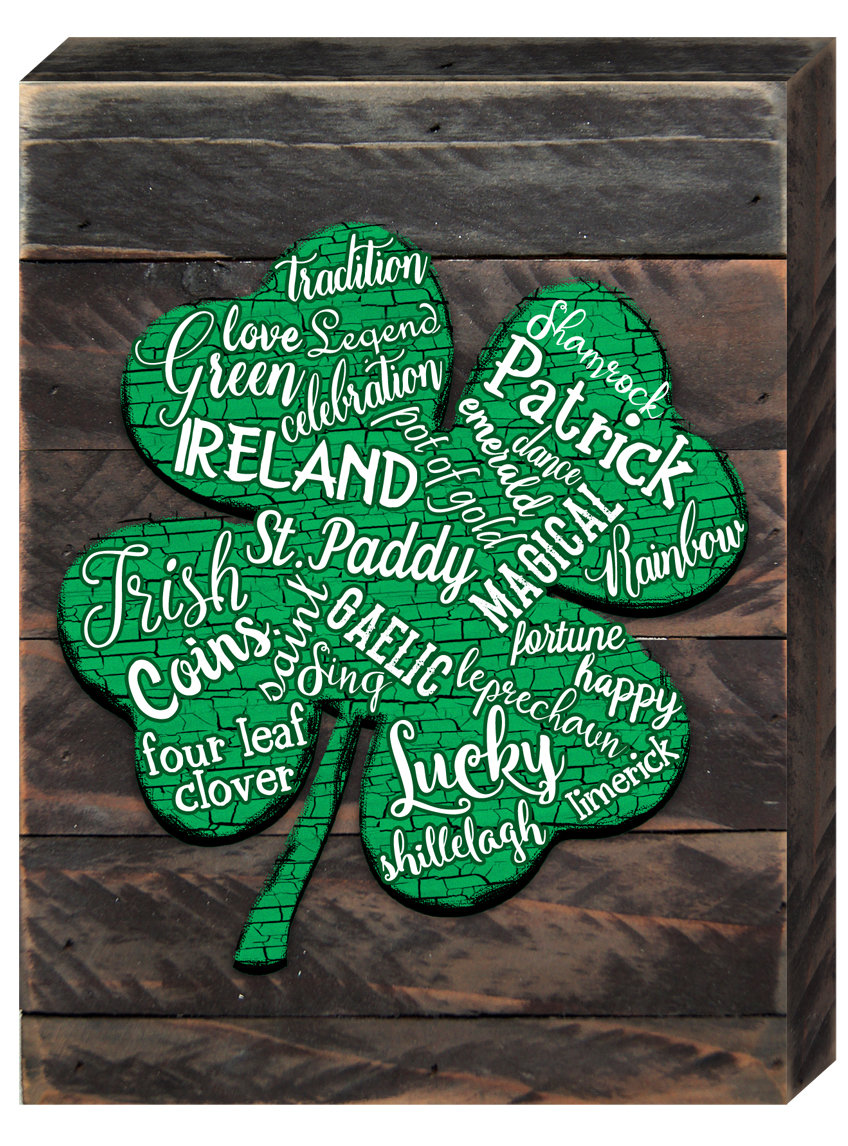 Designocracy Clover Art on Reclaimed Wooden Board Wall Décor | Wayfair