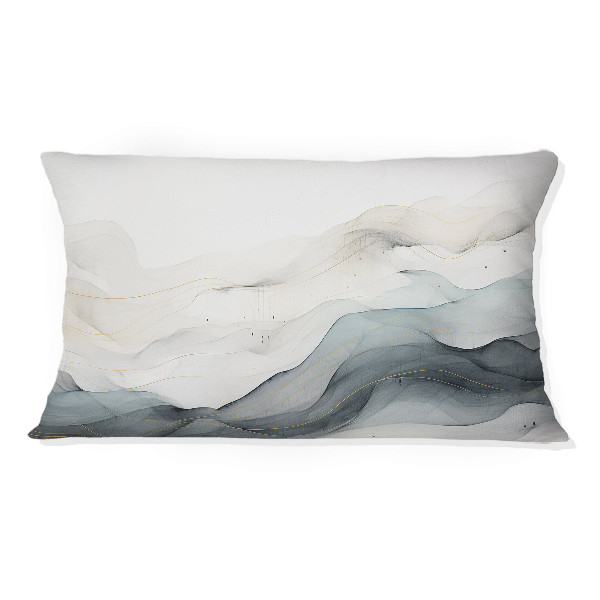 Design Art Blue Grey Line Art Conceptual Abstract II - Line Art Printed ...