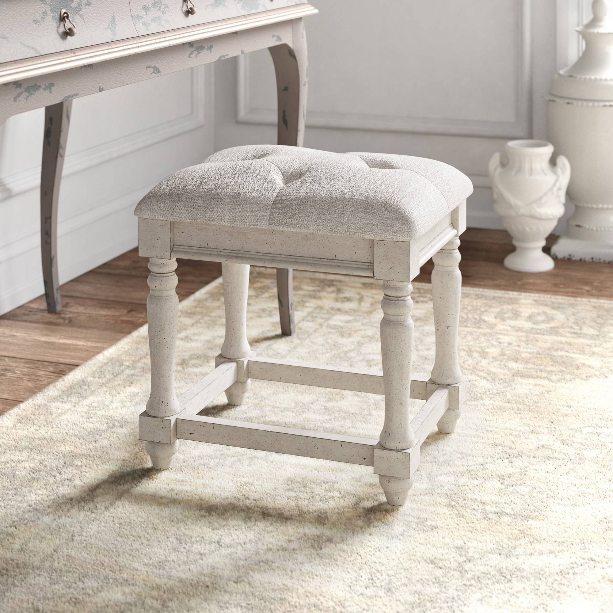 One Allium Way Meggan Solid Wood Vanity Stool & Reviews | Wayfair